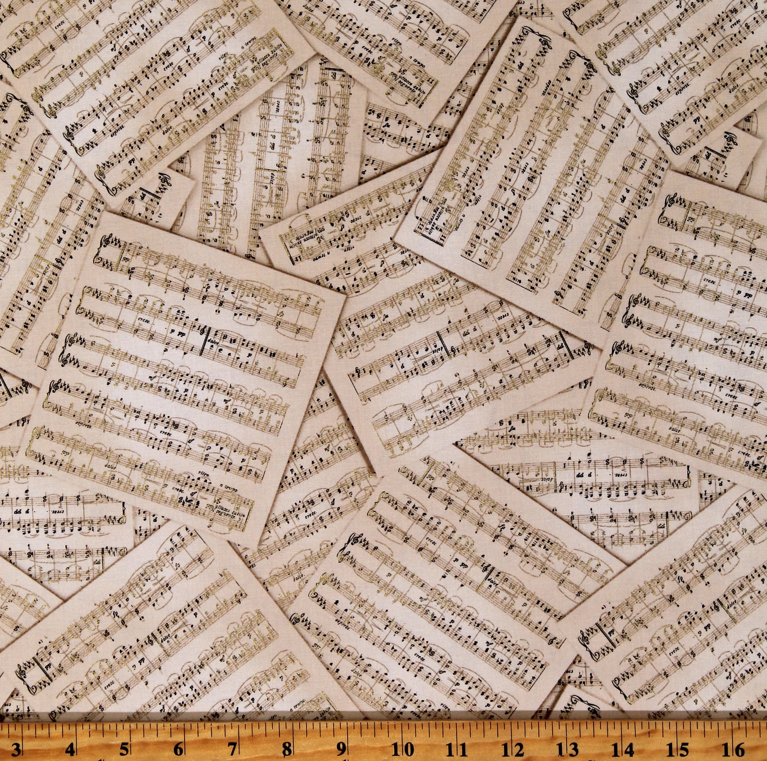 Cotton Music Sheets Sheet Music Musicians Metallic Gold Accents on ...