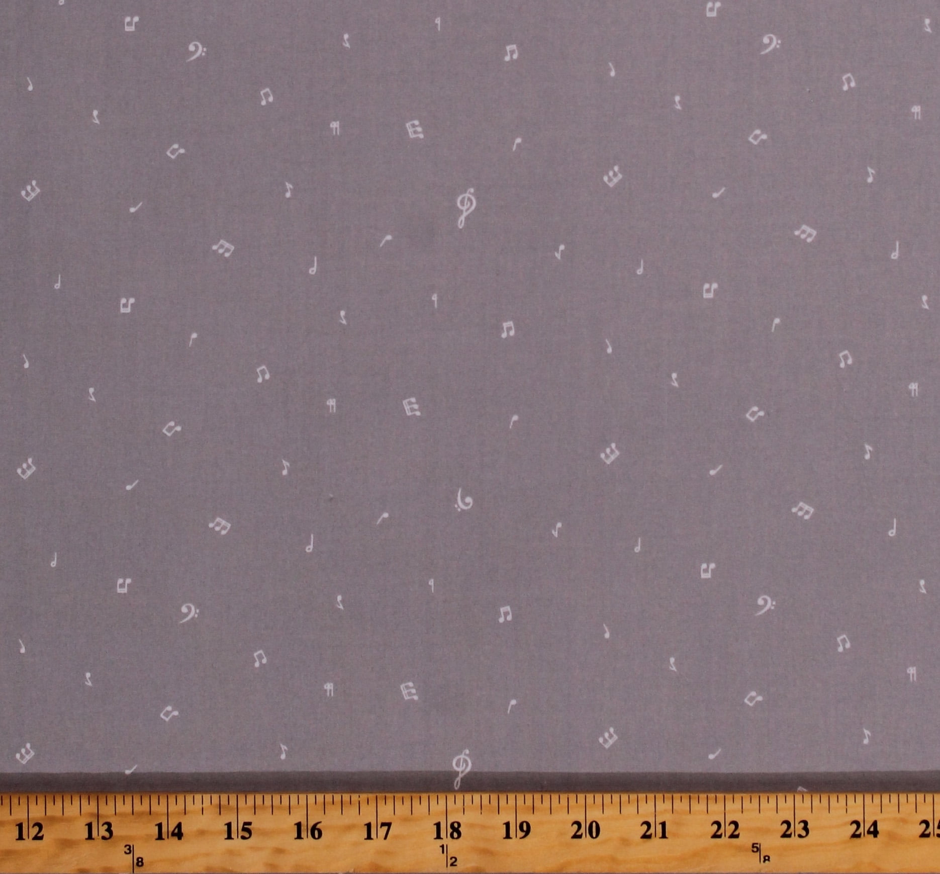 Cotton Musical Music Notes Treble Clef Symbols Musicians on Gray Hit ...