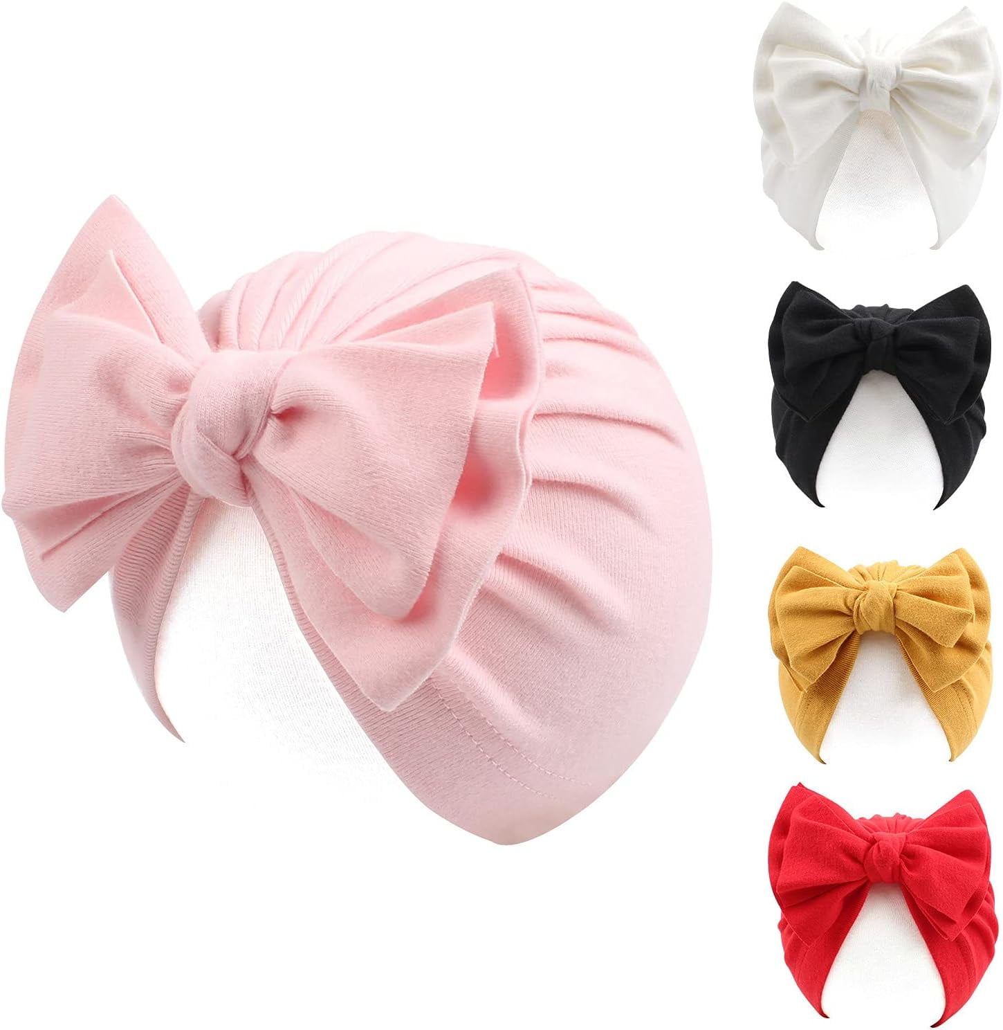 Cotton Newborn Baby Girl Hospital Hat Infant Caps Bow Baby Beanie Hats ...