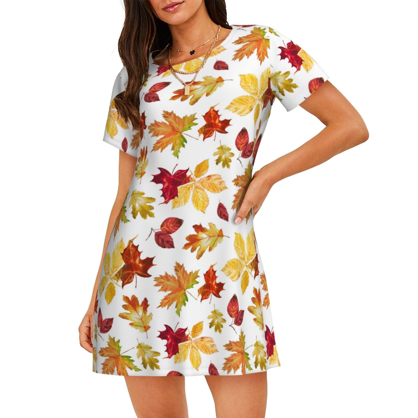 Cotton Nightgowns for Women - Autumn Leaves 1 Sleep Shirts for Women's ...
