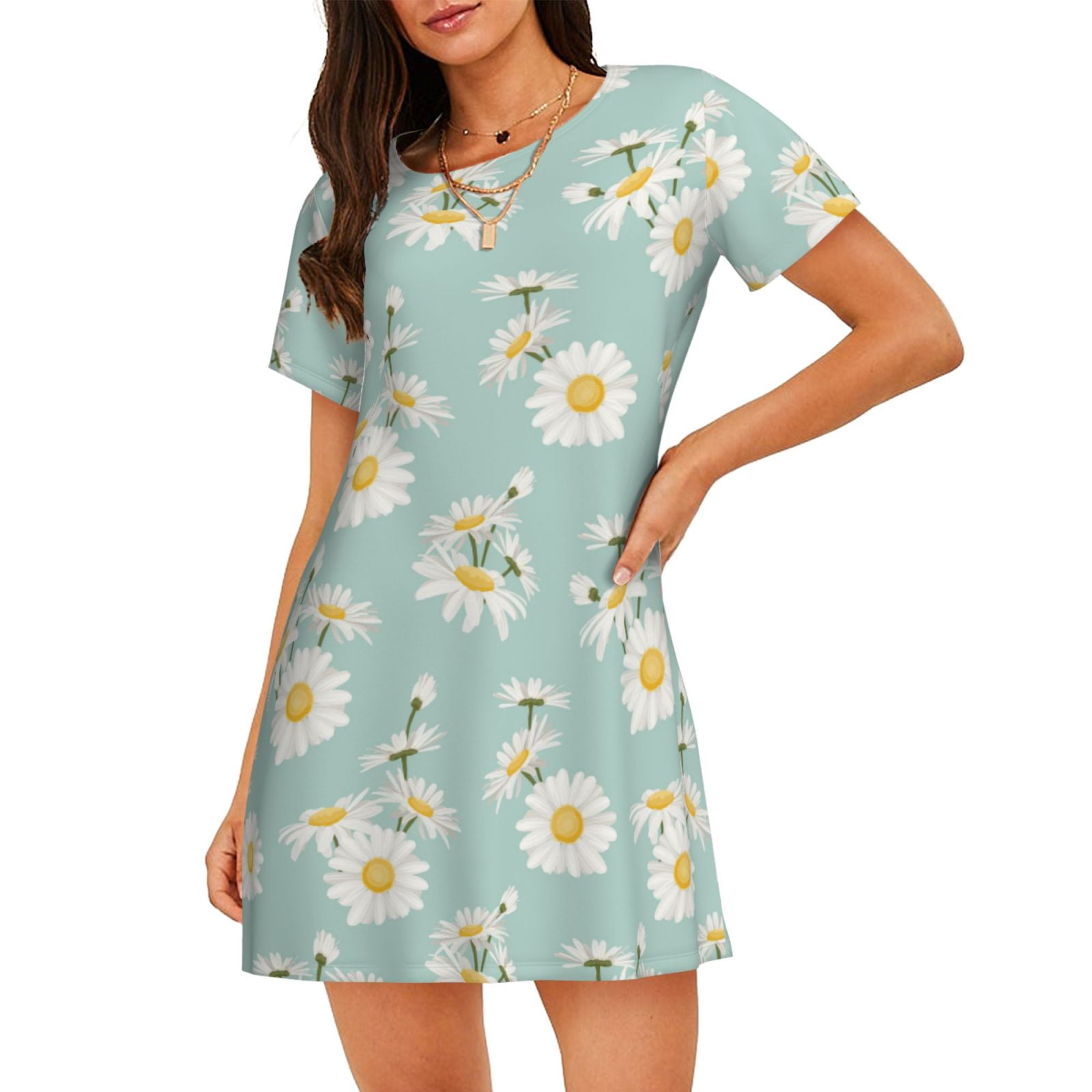 Cotton Nightgowns for Women - Floral Daisy Sleep Shirts for Women's ...