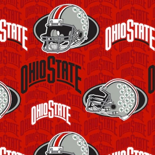 Cotton Ohio State Buckeyes College University Red Cotton Fabric Print ...