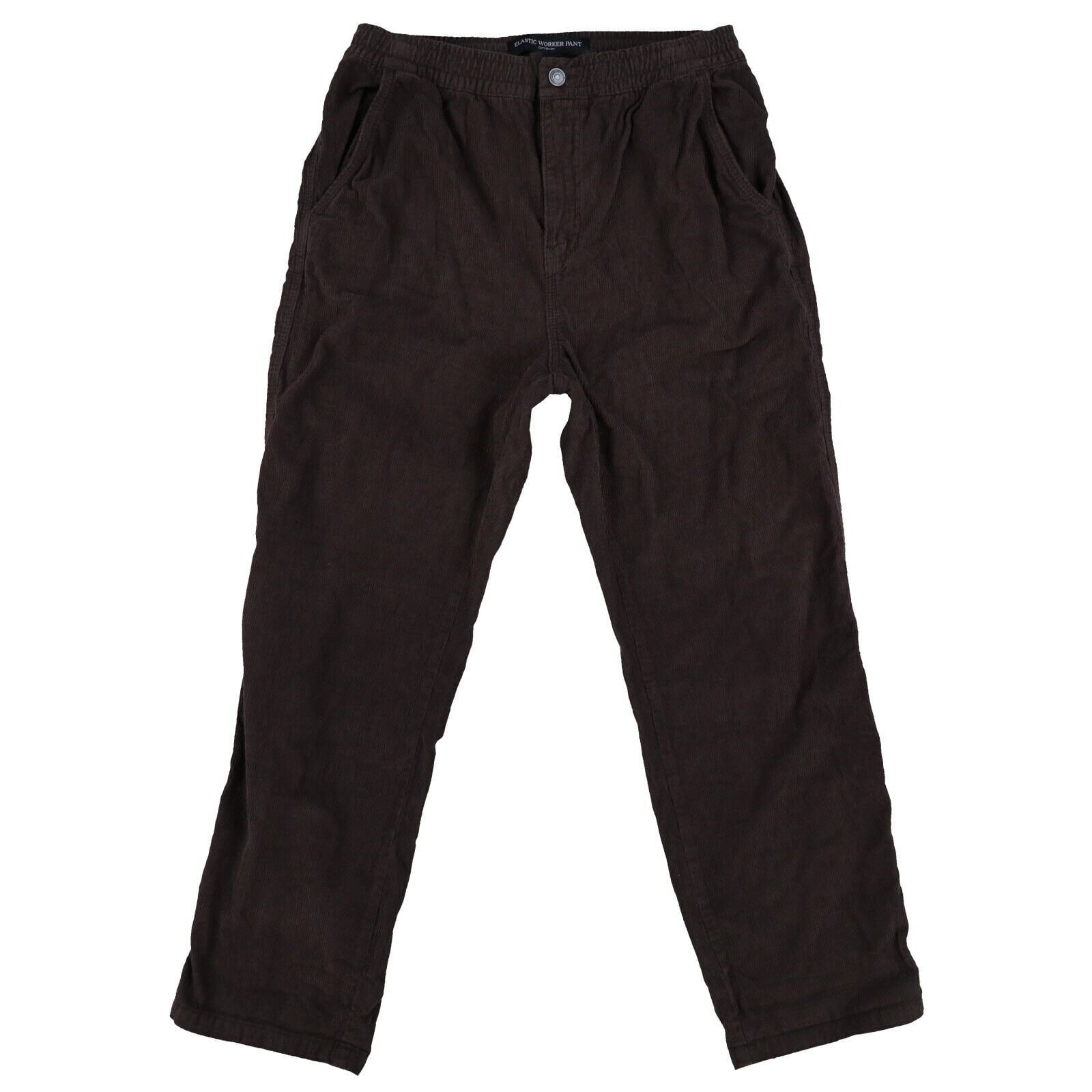Cotton On Men's Elastic Slim Fit Pants Cotton Brown Corduroy Bottoms ...