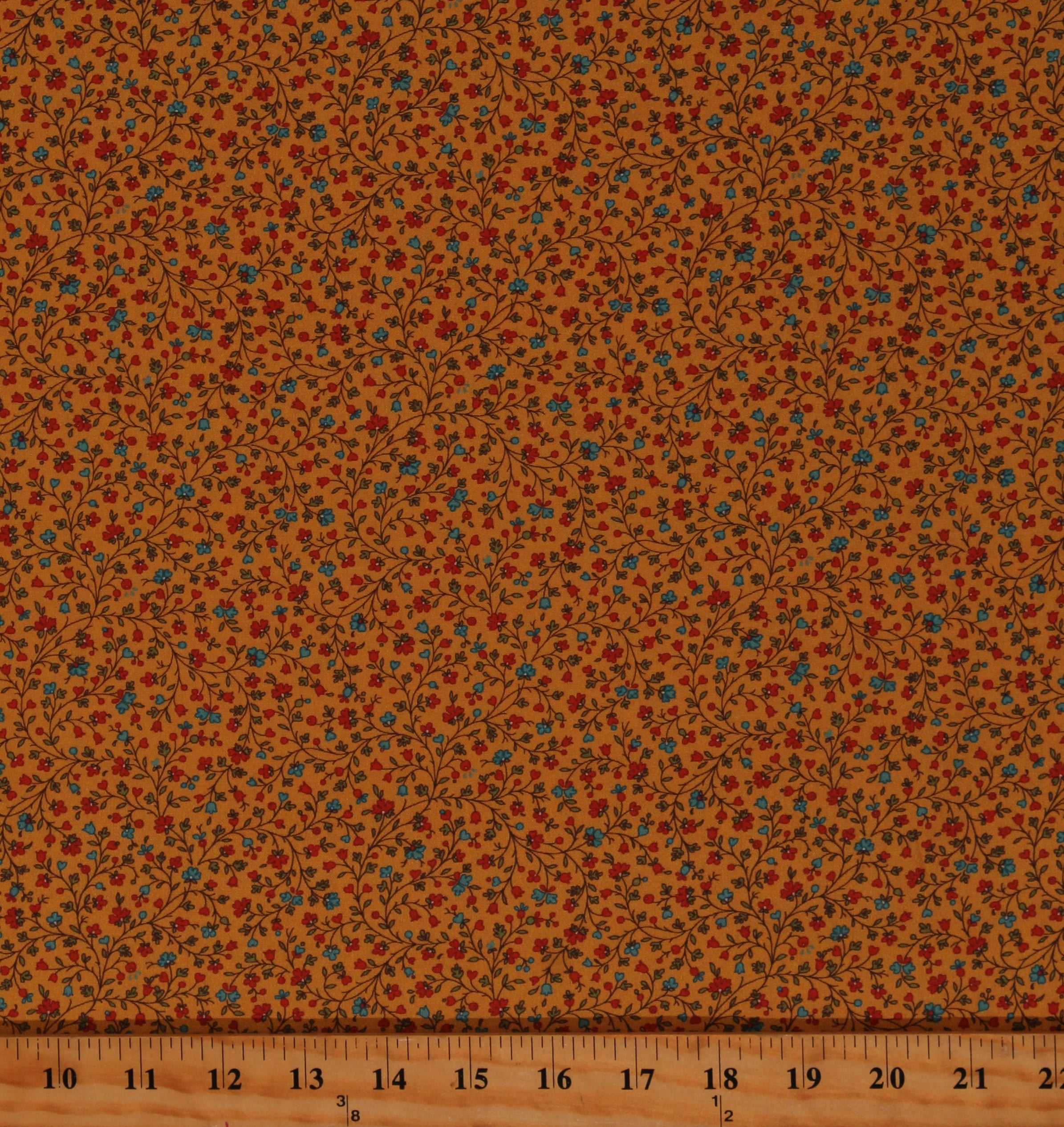 Cotton Ophelia Tiny Flowers Floral Nature Landscapes Design Plants Gold ...