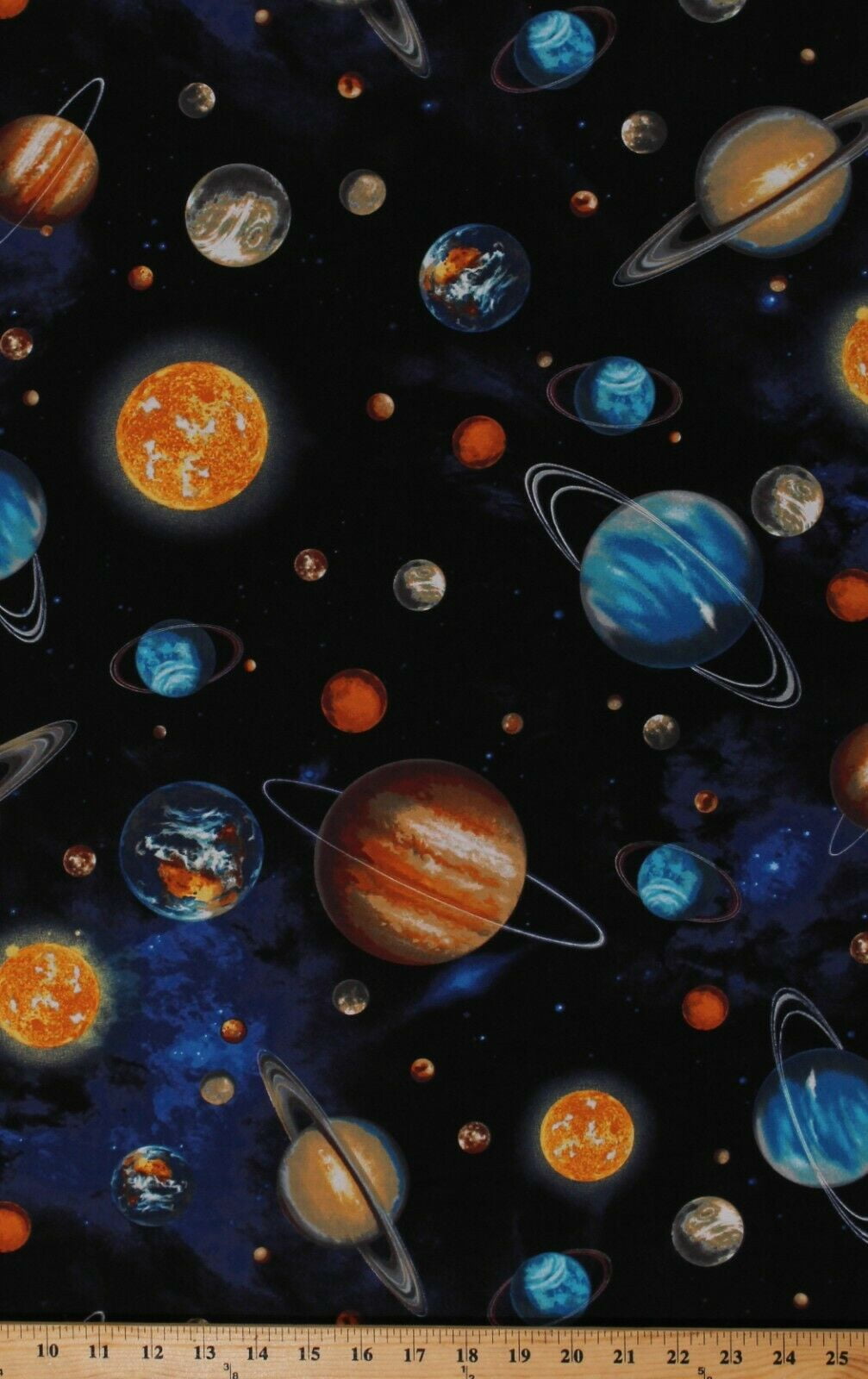Cotton Outer Space Planets Suns Stars Solar System Galaxy Universe ...