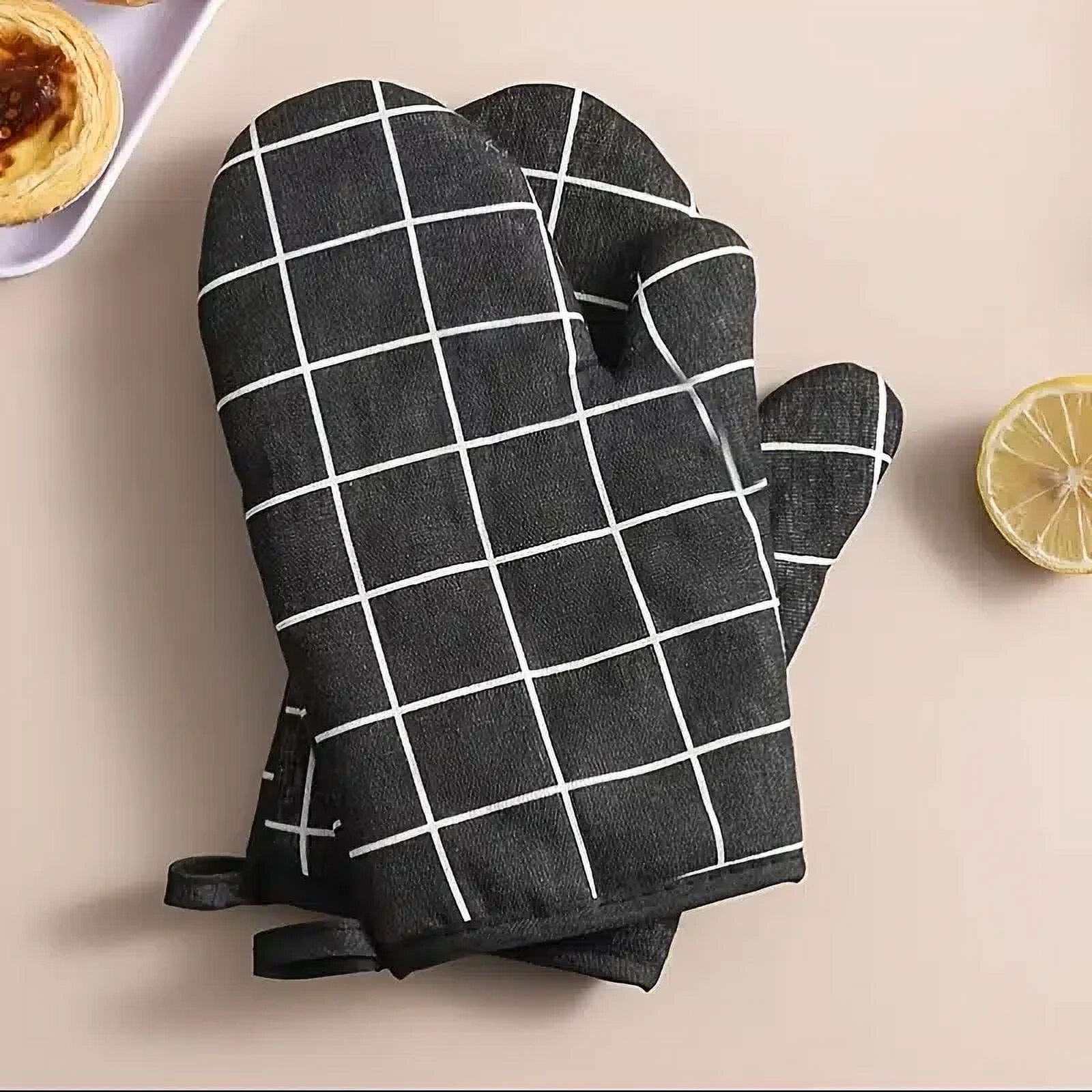 Dalrosia Cotton Oven Mitts Heat Resistant Non-Slip Kitchen Mitts with ...