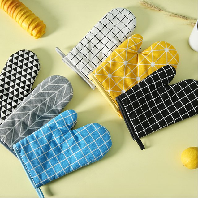 Cotton Oven Mitts Heat Resistant Non-Slip Kitchen Mitts with Soft ...