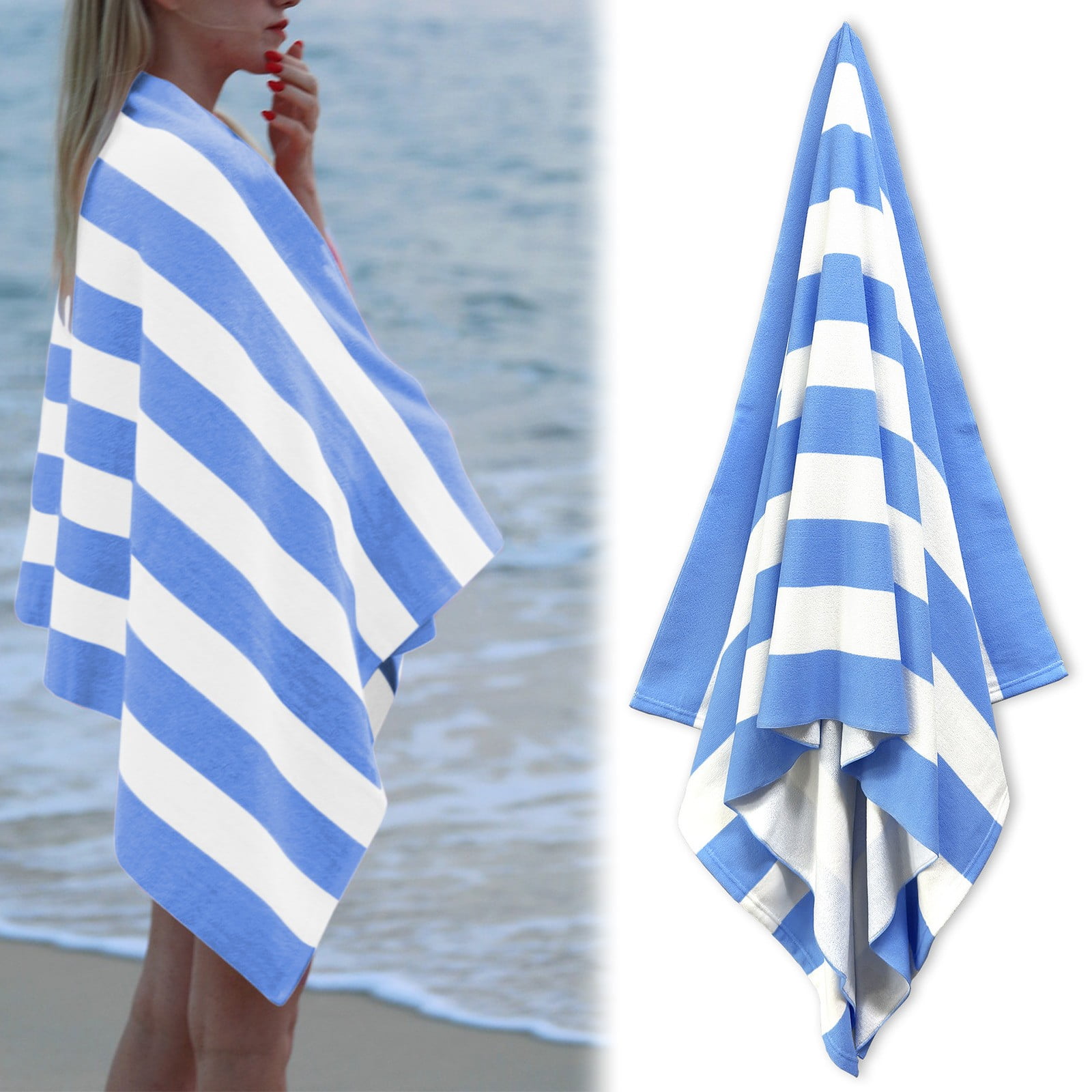Cotton Oversized Beach Towel Extra Large 40 Plush Thick Mens Beach Towels XL Stripe Pool Towels ...