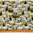 Cotton Packed Sheep Lambs Farm Animals Cotton Fabric Print by the Yard ...