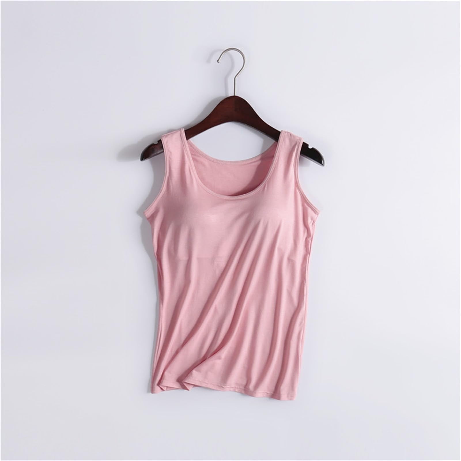 Cotton Padded Tank Tops with Built in Bra for Women Plus Size Spaghetti ...