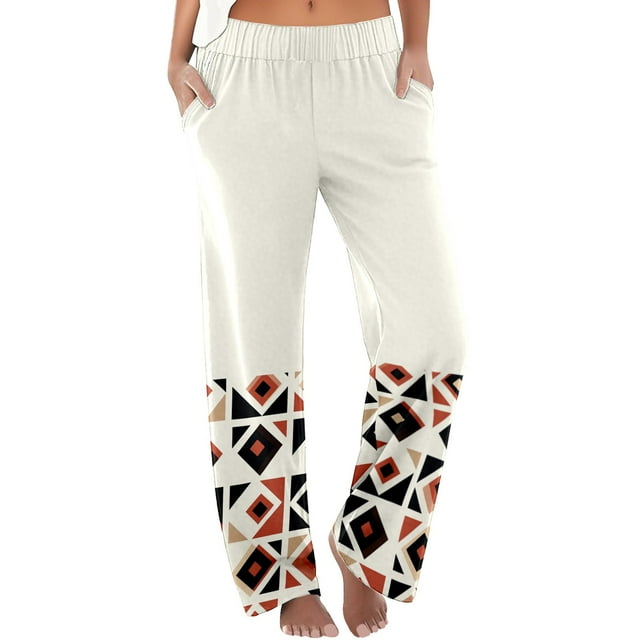 Cotton Pants Women Women's Casual High Waisted Boho Beach Pants Comfortable Loose Fit Trousers ...