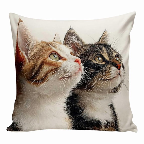 Cotton Pillow with Stylish Cat Pattern for Home Decor, Skin-Friendly ...