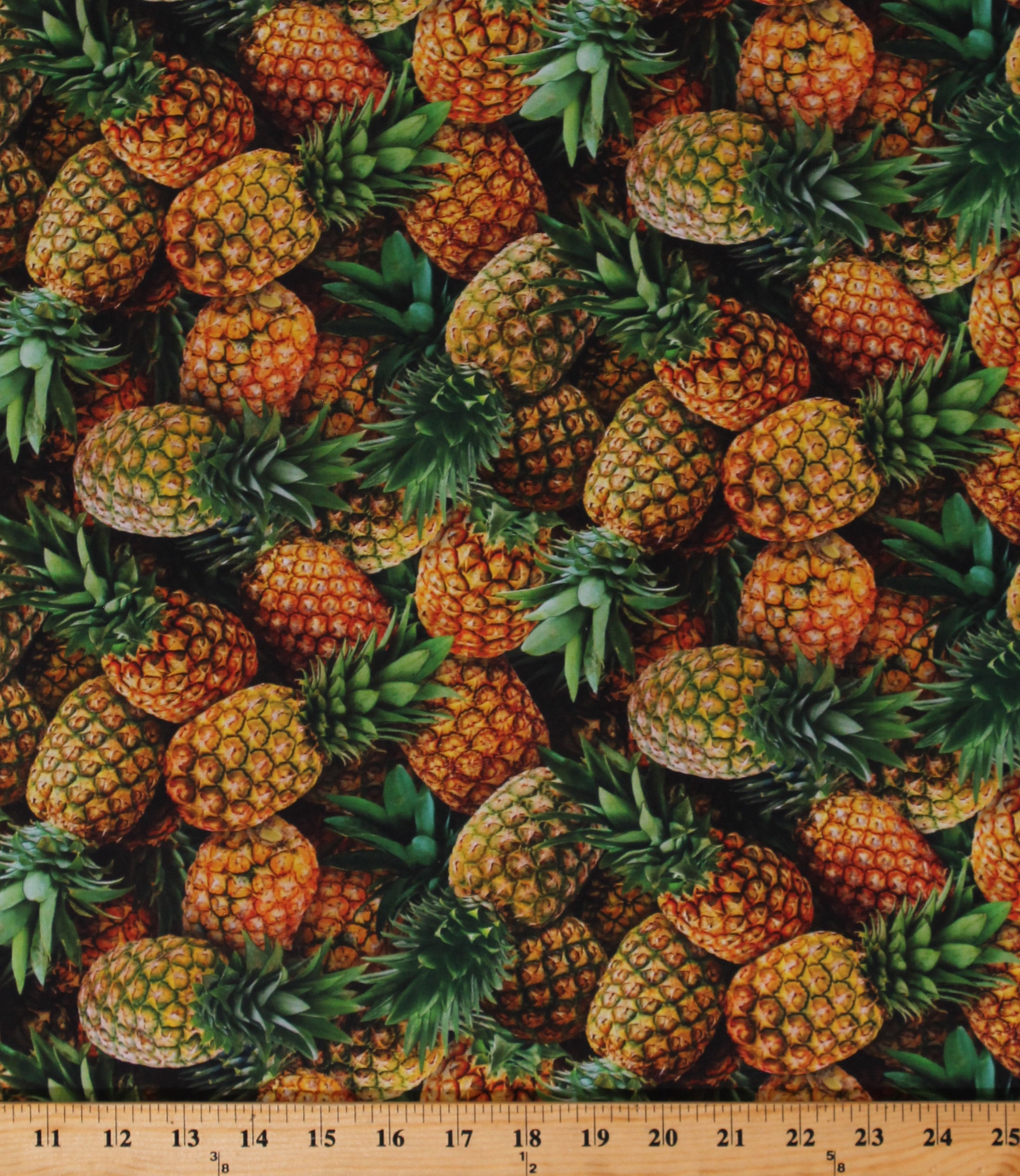 Cotton Pineapples Allover Tropical Fruit Kitchen Food Festival Cotton ...