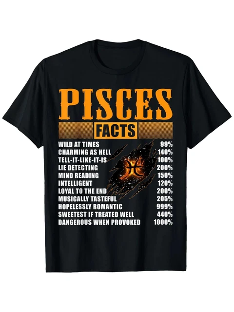 Cotton Pisces Facts T-Shirt Mens & Womens Outdoor Birthday Gift ...