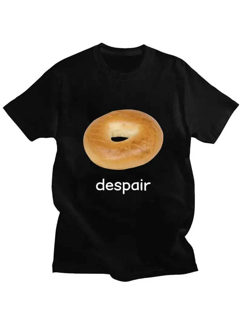 Cotton Plus Size Men's T-Shirt | Funny Despair Bagel Meme Graphic, Cozy ...