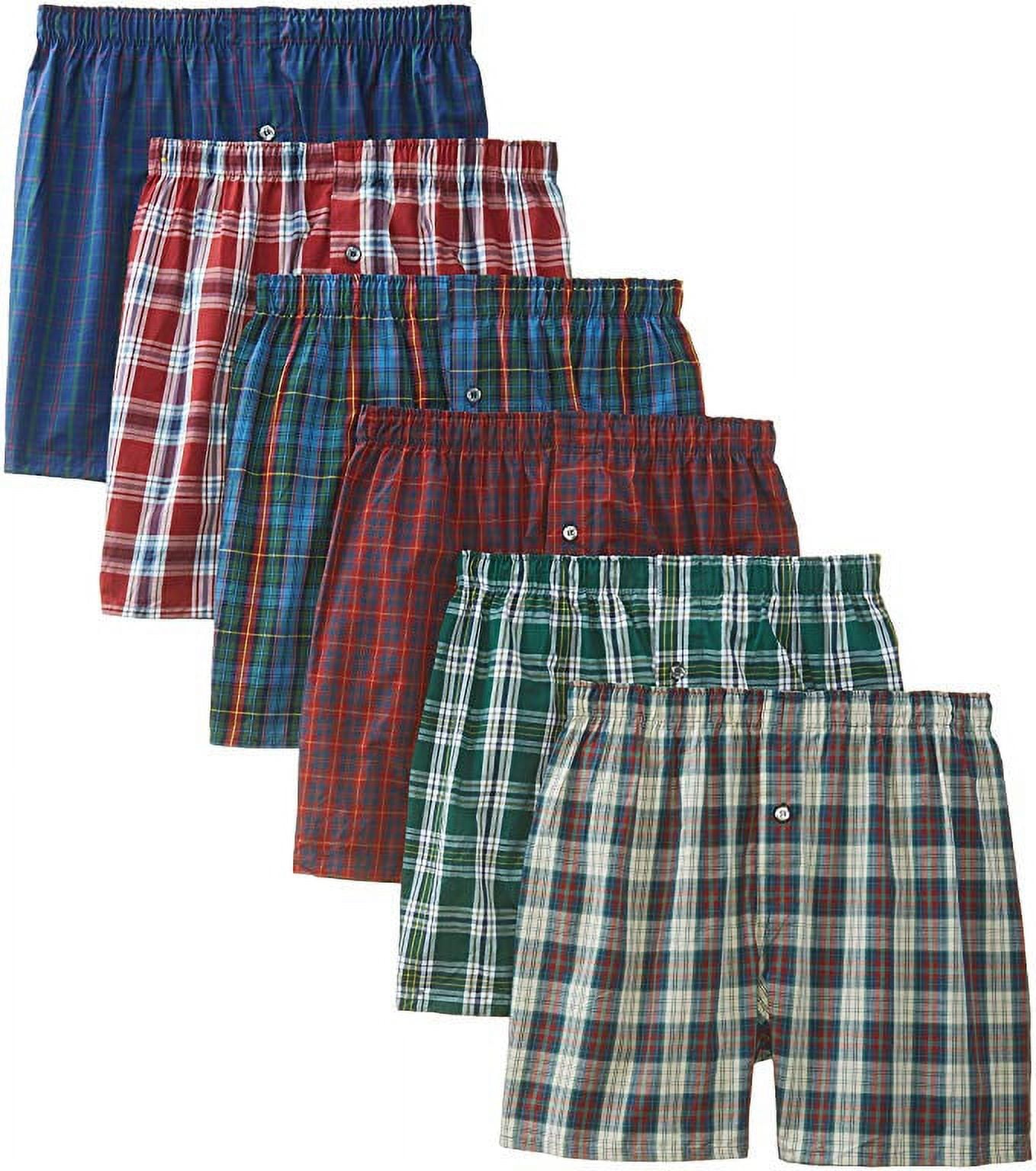 Men's Checker Plaid Shorts Trunk Assorted 100% Cotton Boxer Briefs, 6 ...