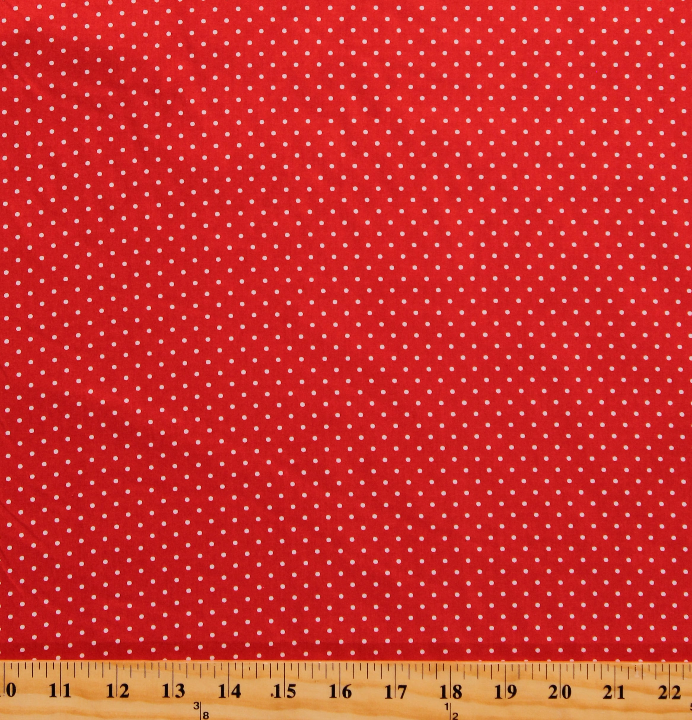 Cotton Polka Dots White on Red Patterned Small Dots Cotton Fabric Print ...