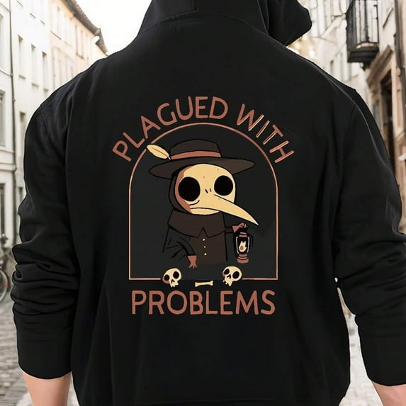 Cotton-Polyester Blend (Polyester 60%, Cotton 40%) Men's "Plagued With ...