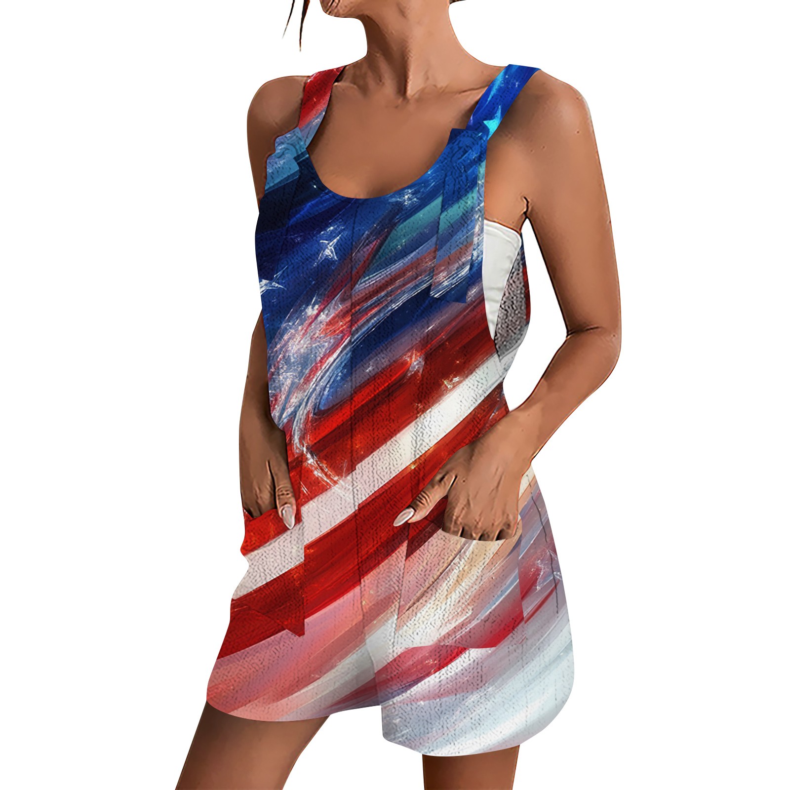 Cotton Polyester Blend Wide Leg Romper Shorts, Women's Jumpsuits ...