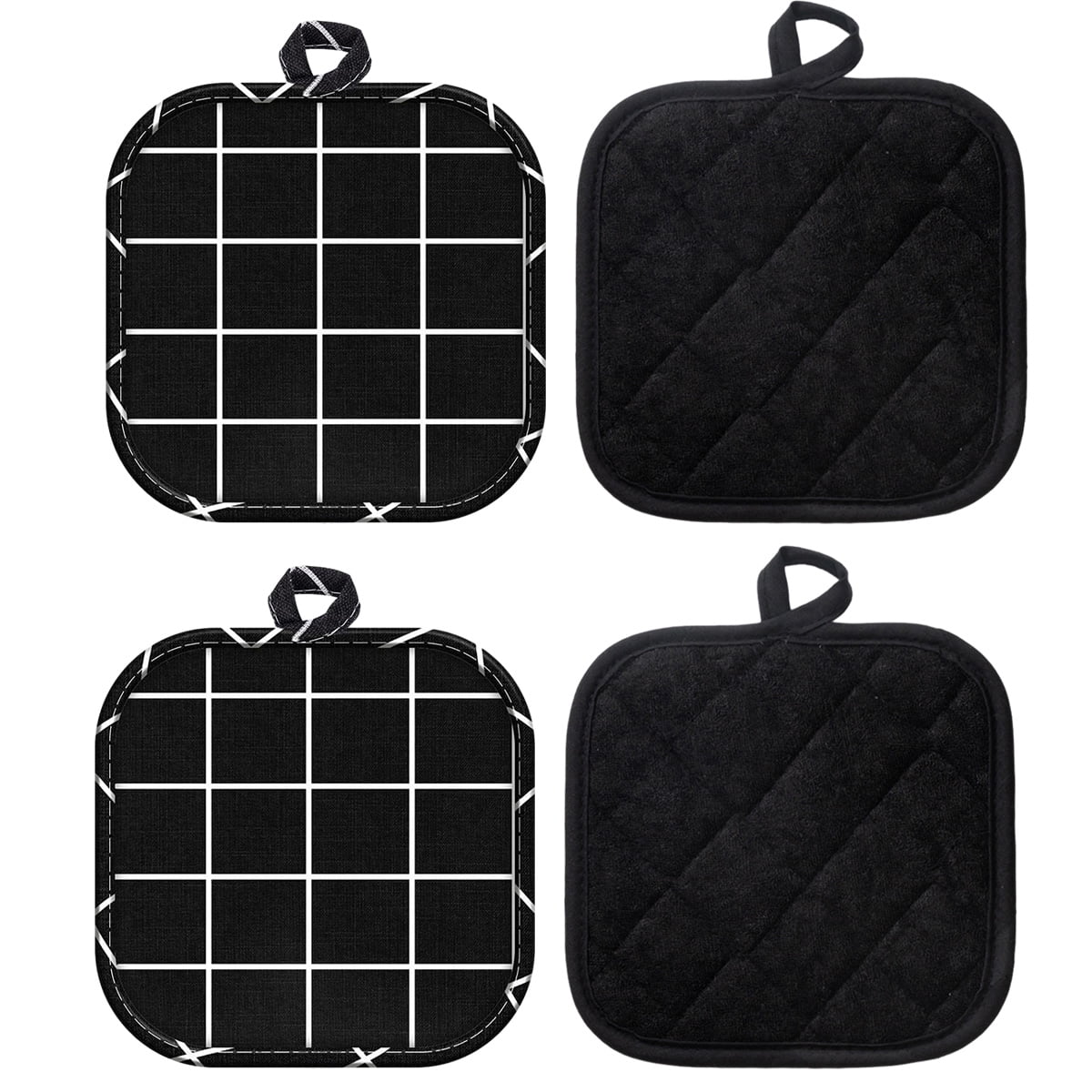 Cotton Pot Holders Set, 4PCS, Heat Resistant Kitchen Hot Pads, 17x17cm ...