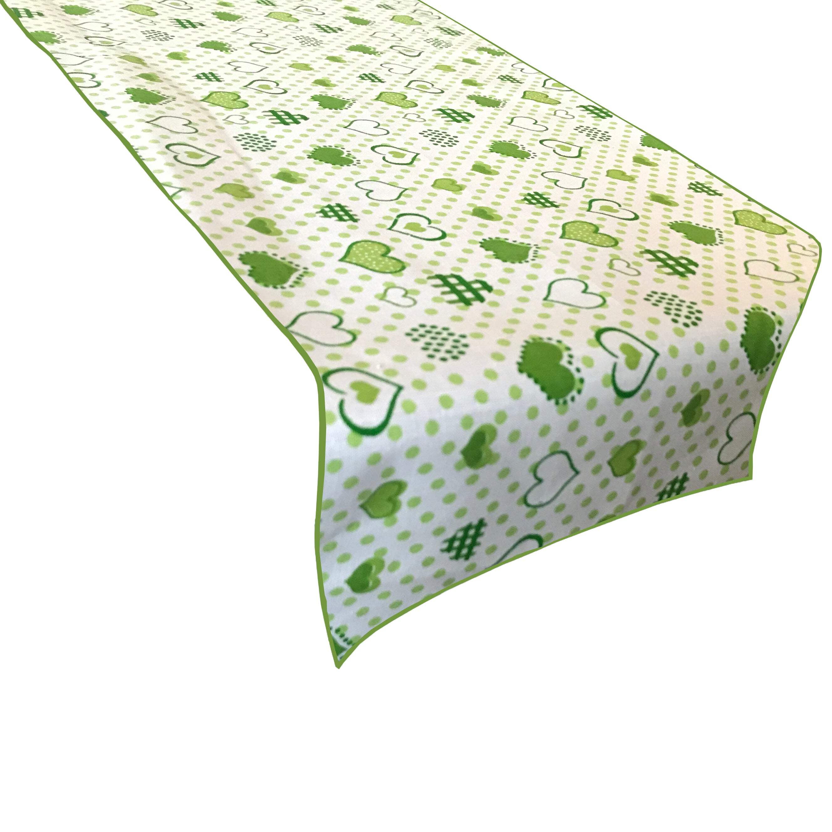 Cotton Print Table Runner Floral Hearts and Dots Green - Walmart.com