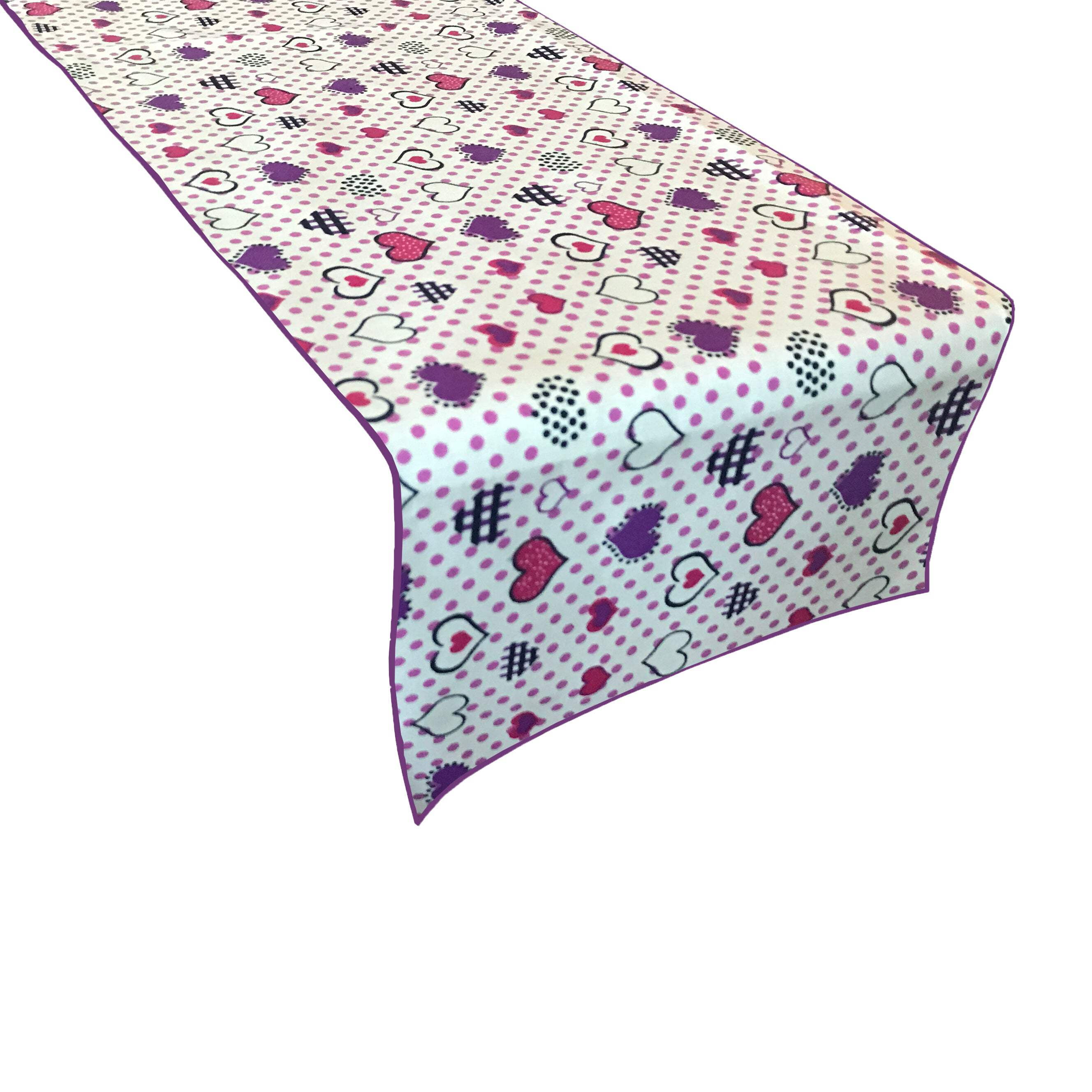 Cotton Print Table Runner Floral Hearts and Dots Purple - Walmart.com