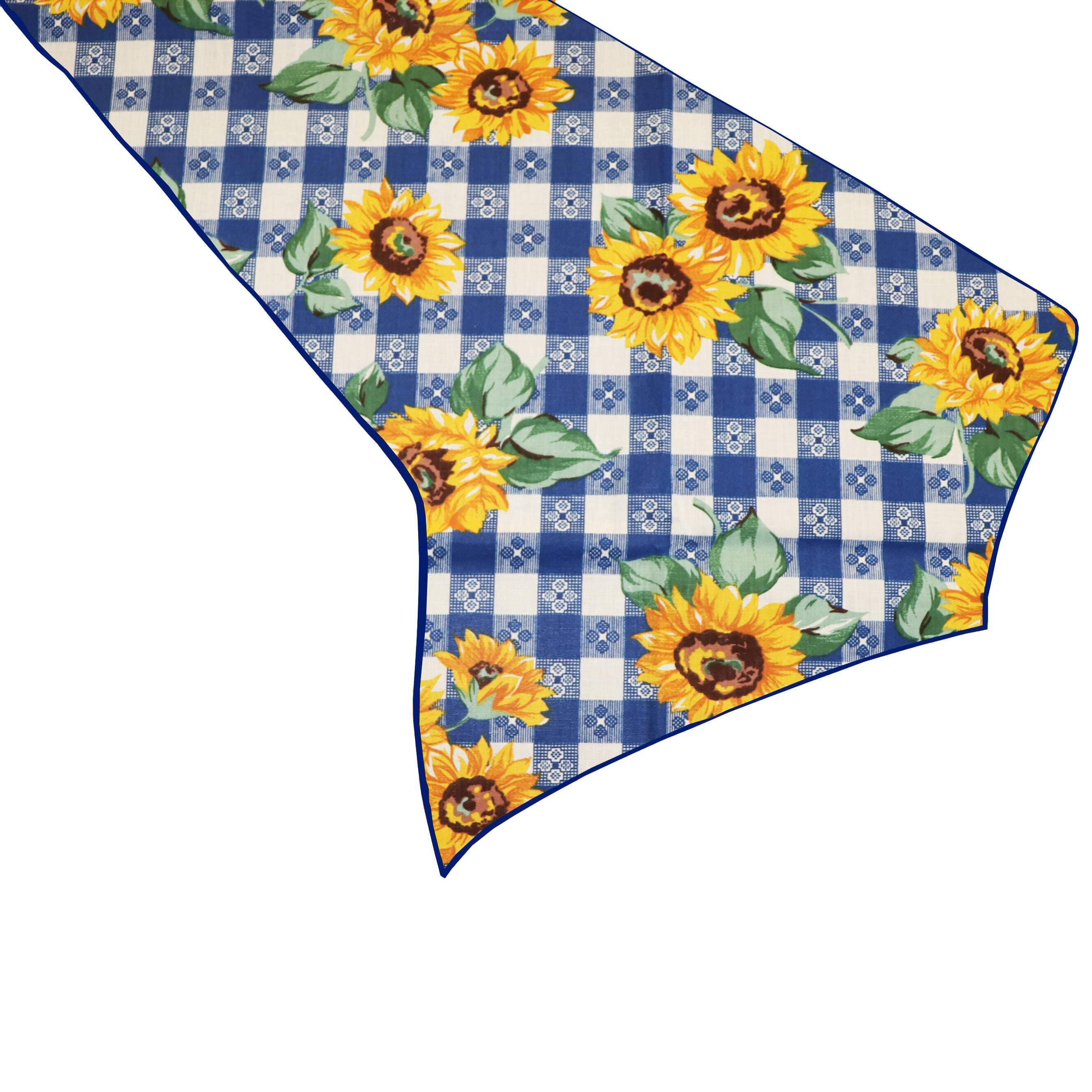 Cotton Print Table Runner Floral Sunflower Tavern Check Blue - Walmart.com