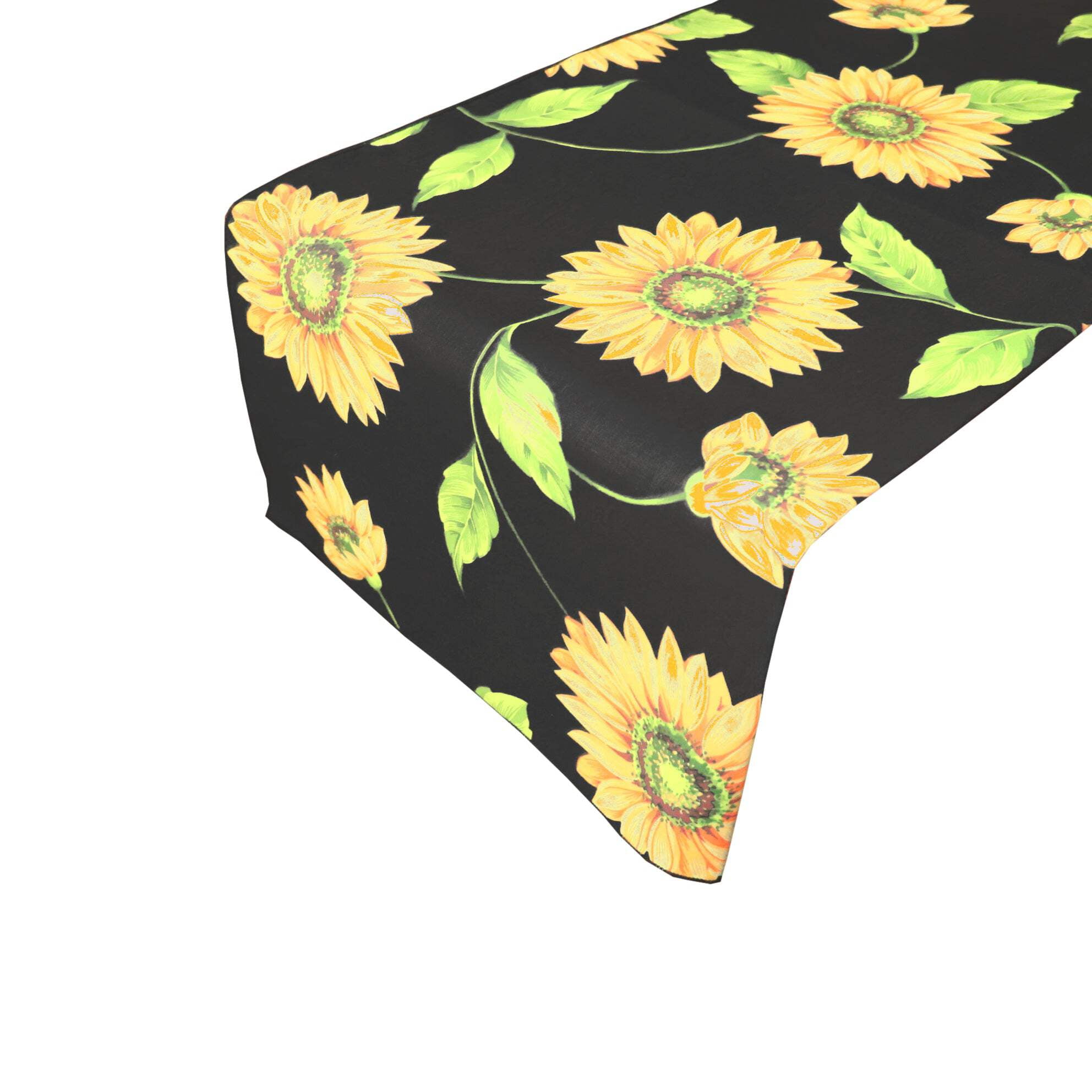 Cotton Print Table Runner Floral Sunflowers on Black - Walmart.com