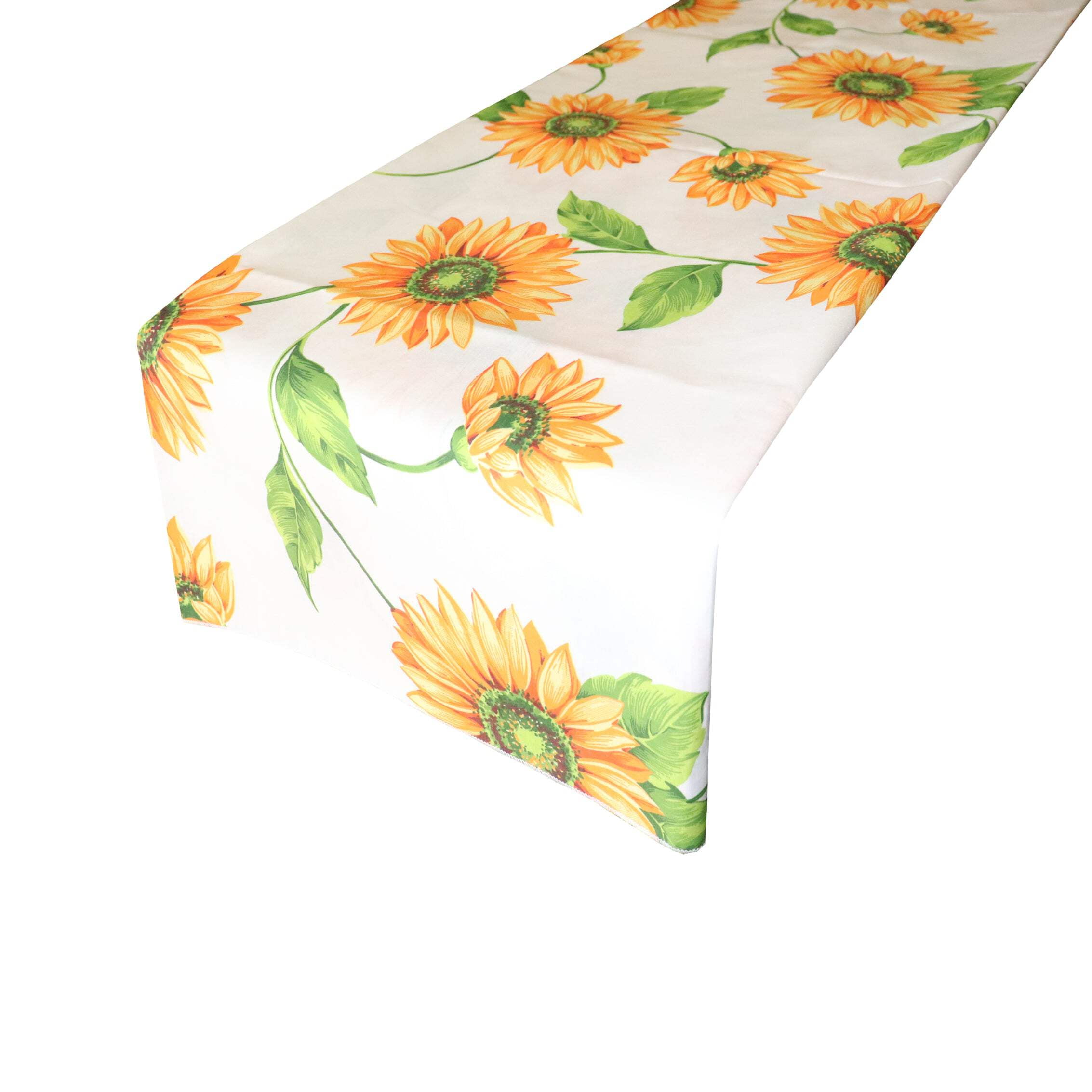 Cotton Print Table Runner Floral Sunflowers on White - Walmart.com