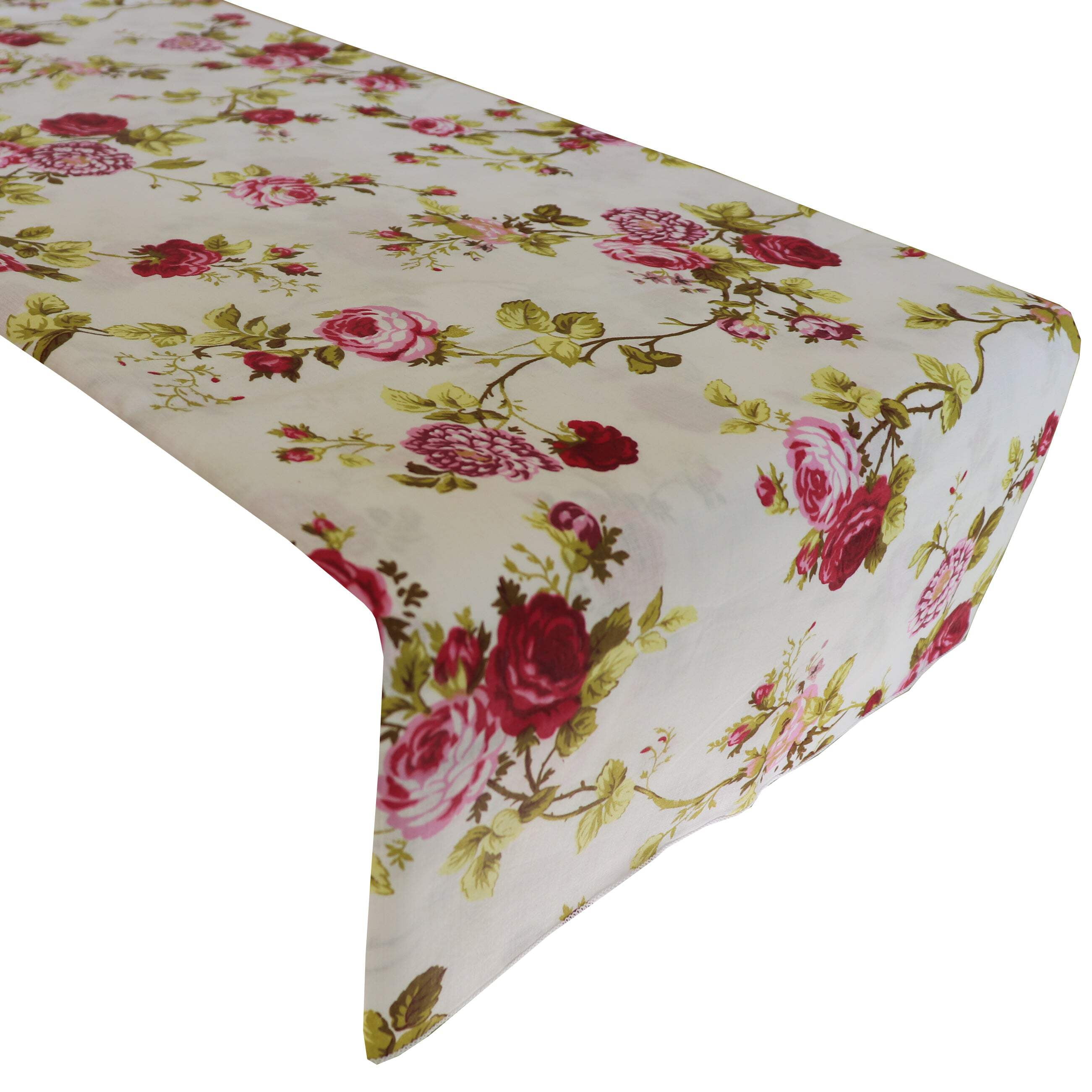 Cotton Print Table Runner Floral Vintage Flowers Red on White - Walmart.com