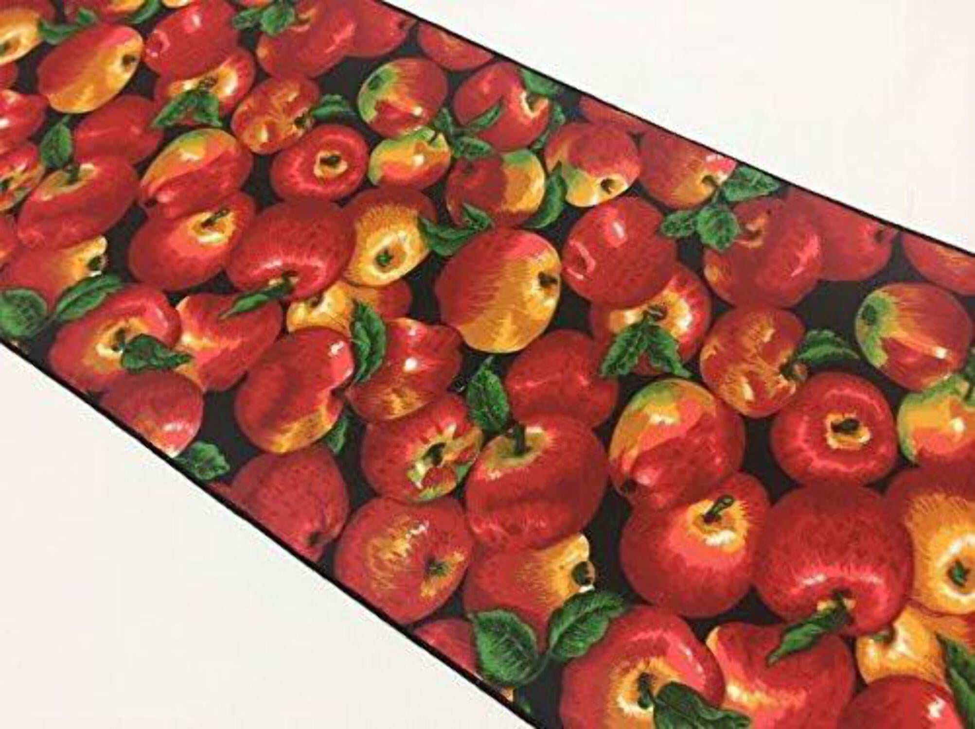 Cotton Print Table Runner Fruits Apples Allover on Black - Walmart.com