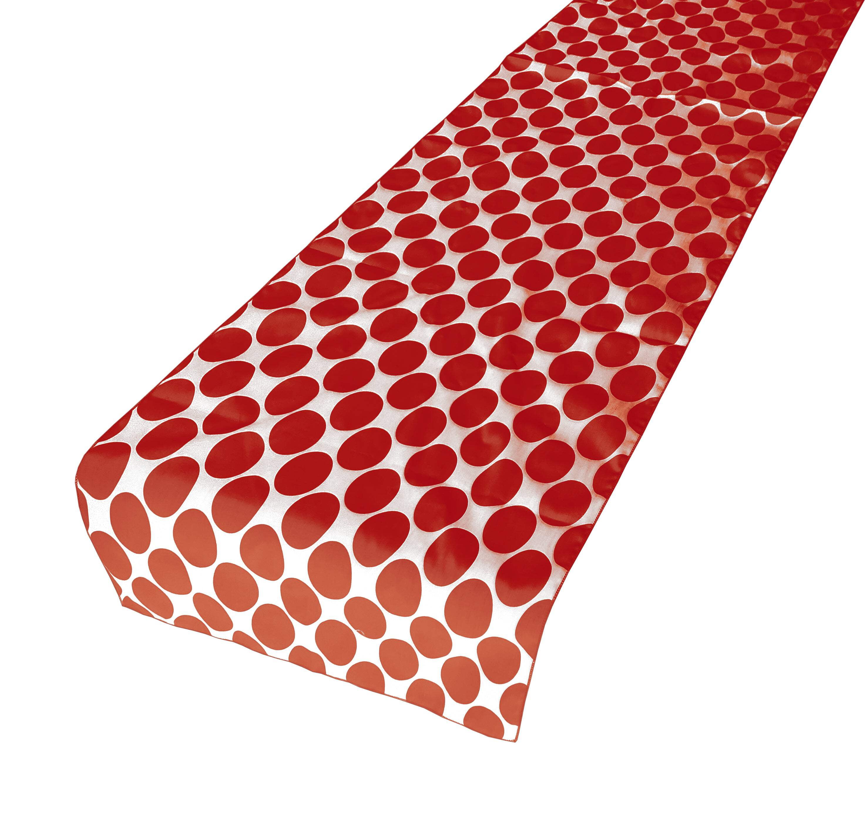 Cotton Print Table Runner Polka Dots Large Circles Dots Red on White ...