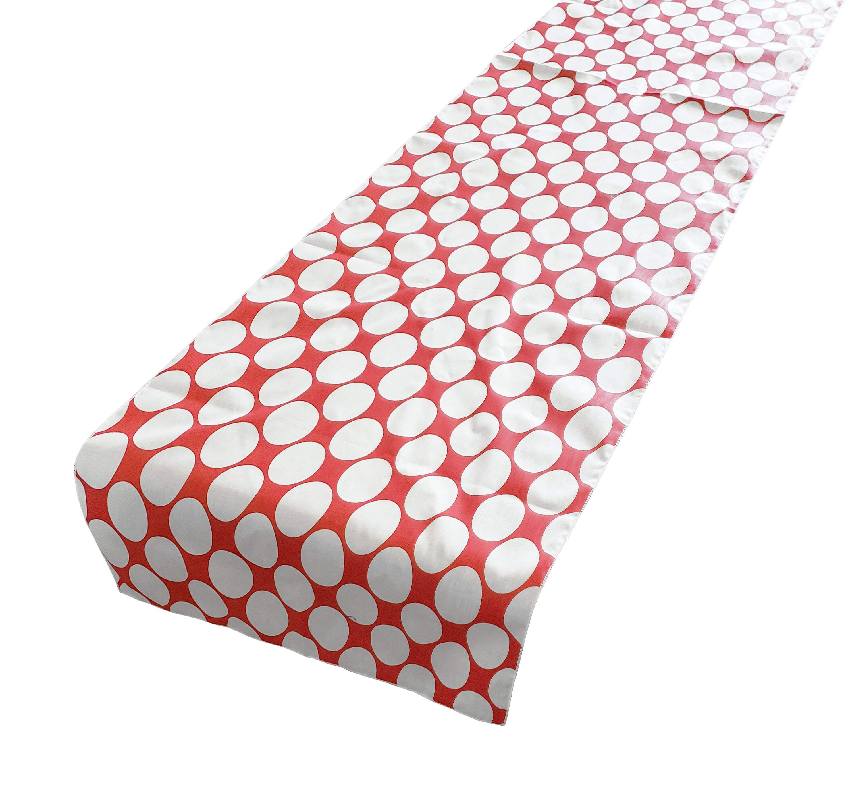 Cotton Print Table Runner Polka Dots Large Circles Dots White on Red ...