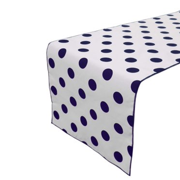 Cotton Print Table Runner Polka Dots White on Navy - Walmart.com