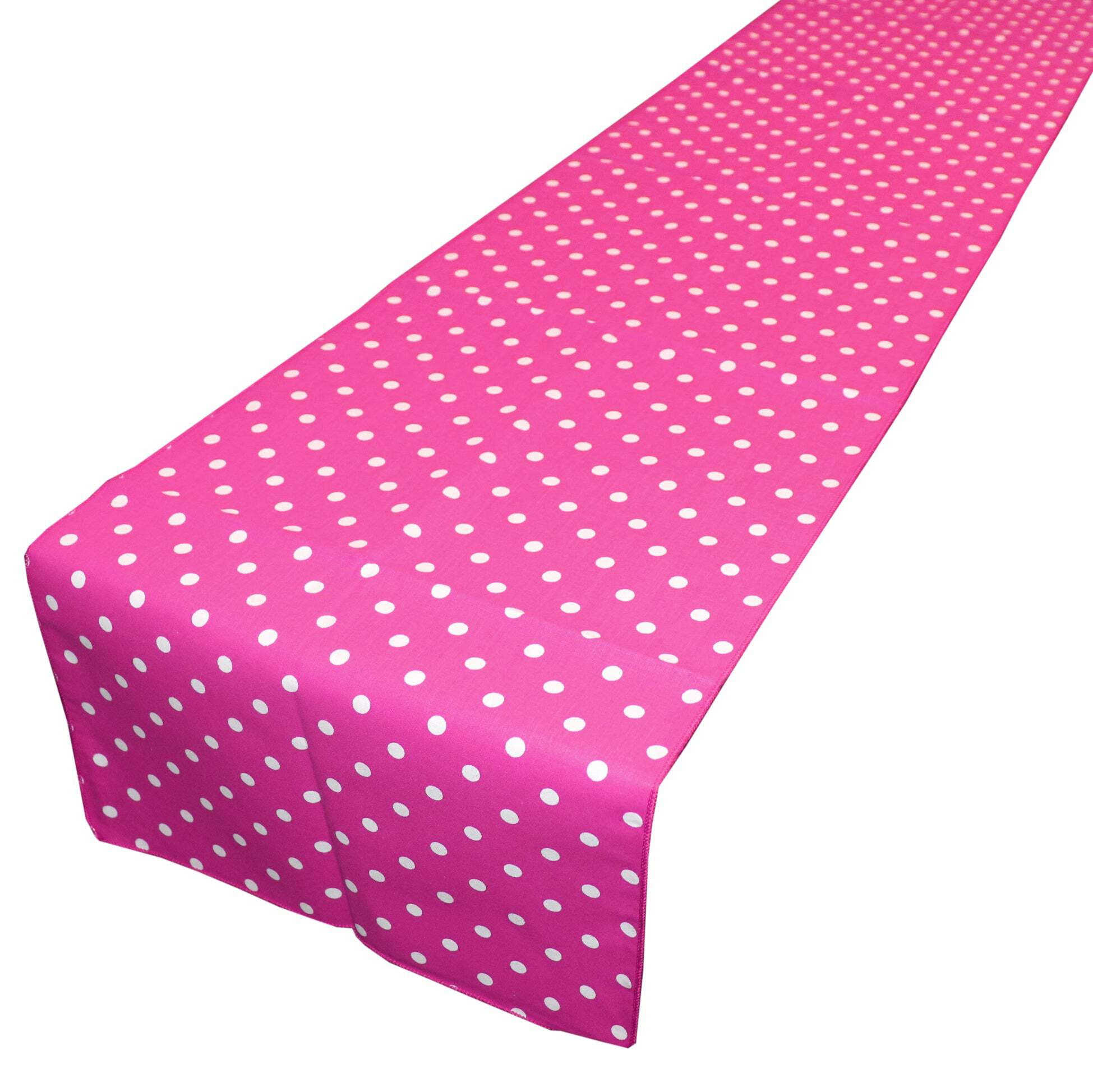 Cotton Print Table Runner Polka Dots Small Dots White on Fuchsia ...