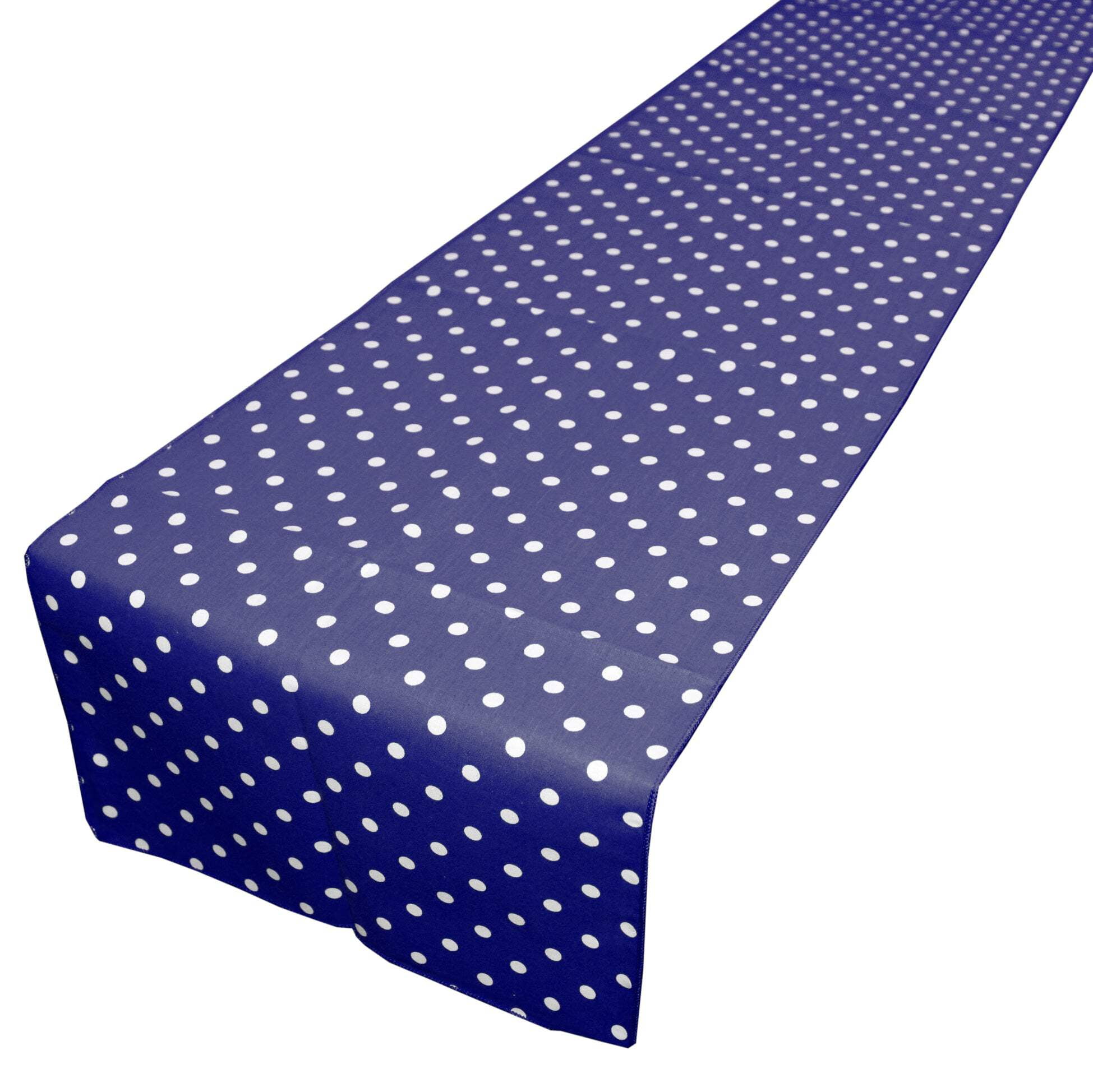 Cotton Print Table Runner Polka Dots Small Dots White on Navy - Walmart.com