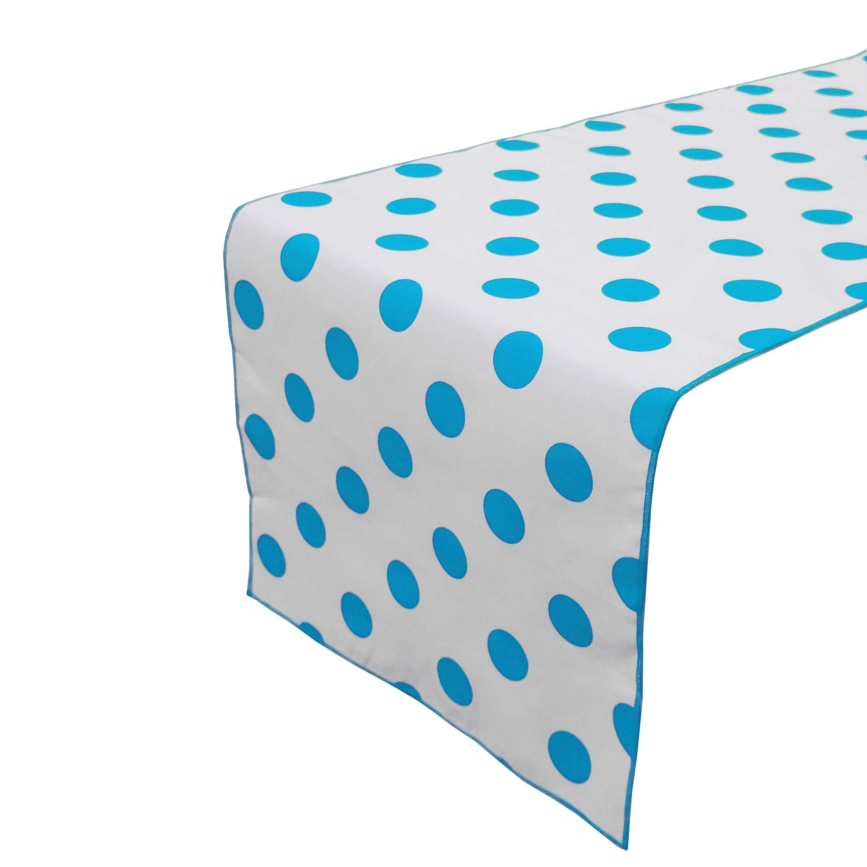 Cotton Print Table Runner Polka Dots Turquoise on White - Walmart.com