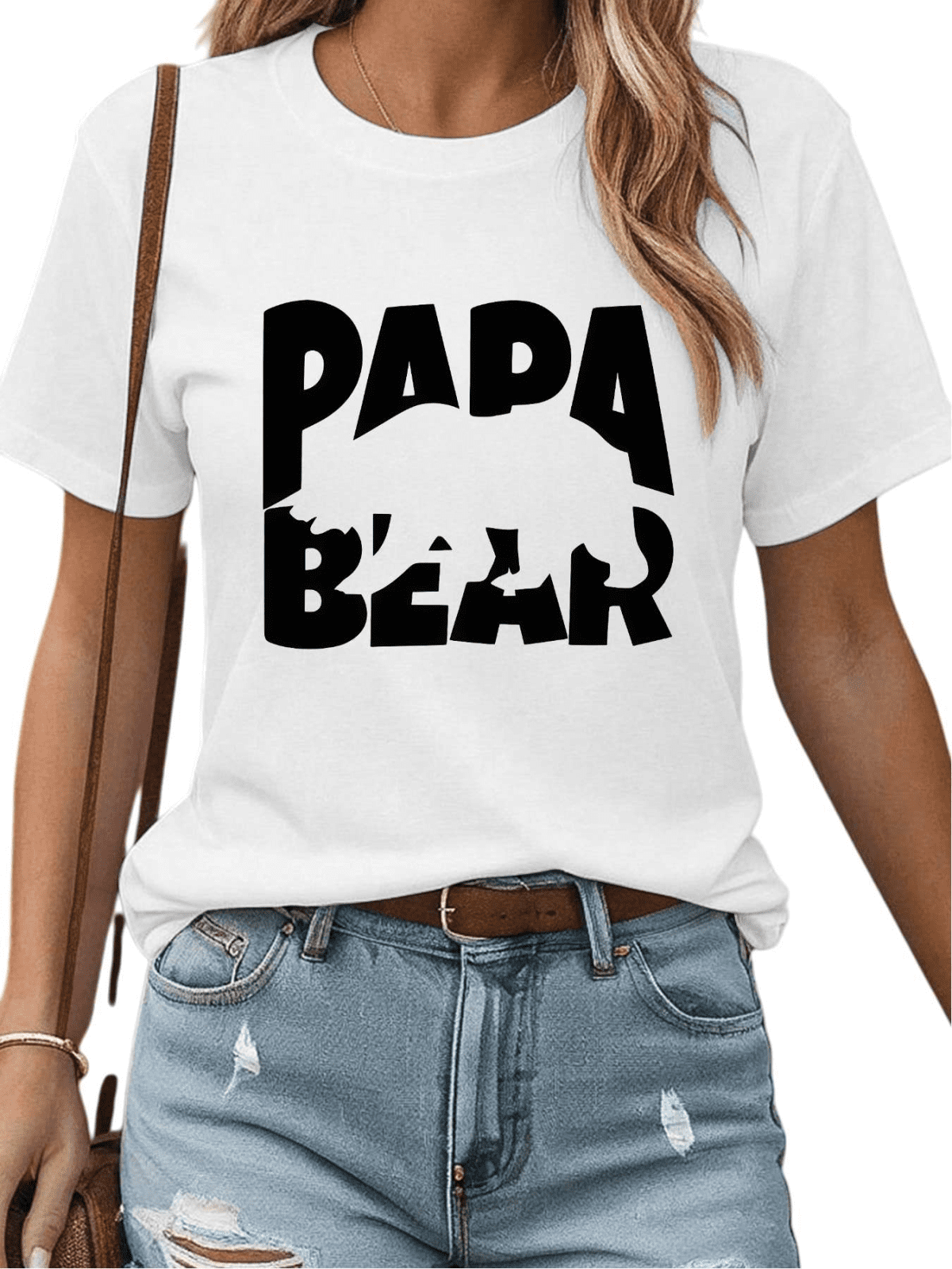 Cotton Print Tshirt White S-5XL Women's Graphic Tees Shirts PAPA BEAR ...