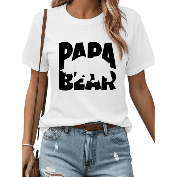 Cotton Print Tshirt White S-5XL Women's Graphic Tees Shirts PAPA BEAR ...