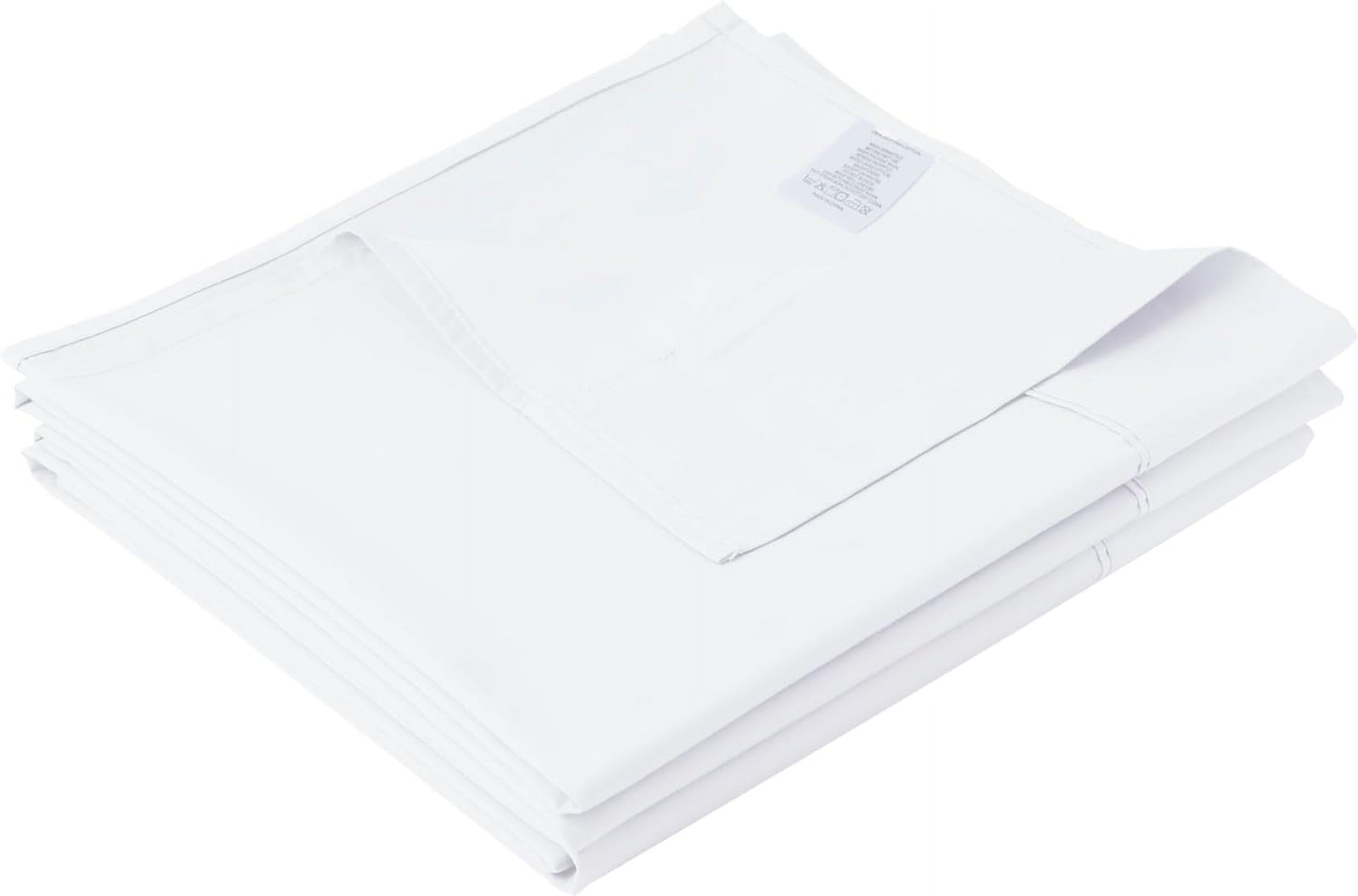 Shunjie.Home Cotton Flat Sheet, 600TC, Queen White, Breathable, Wrinkle ...