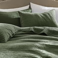 Cotton Queen Size Quilt Set - Olive Green Striped Pick Stitch Soft ...