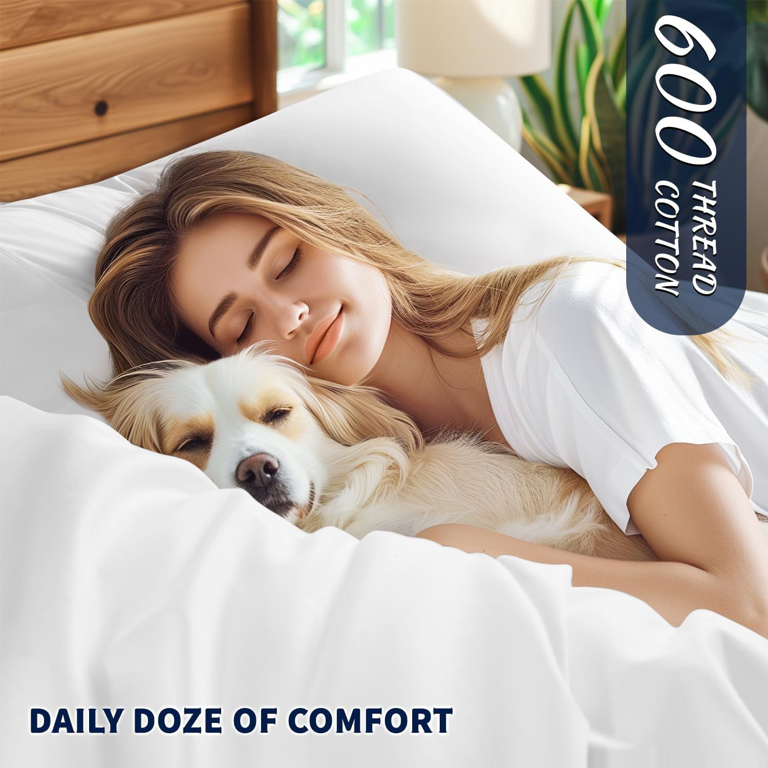 Cotton Queen Size Sheets Set - 600 Thread Count, Luxury Egyptian Cotton ...