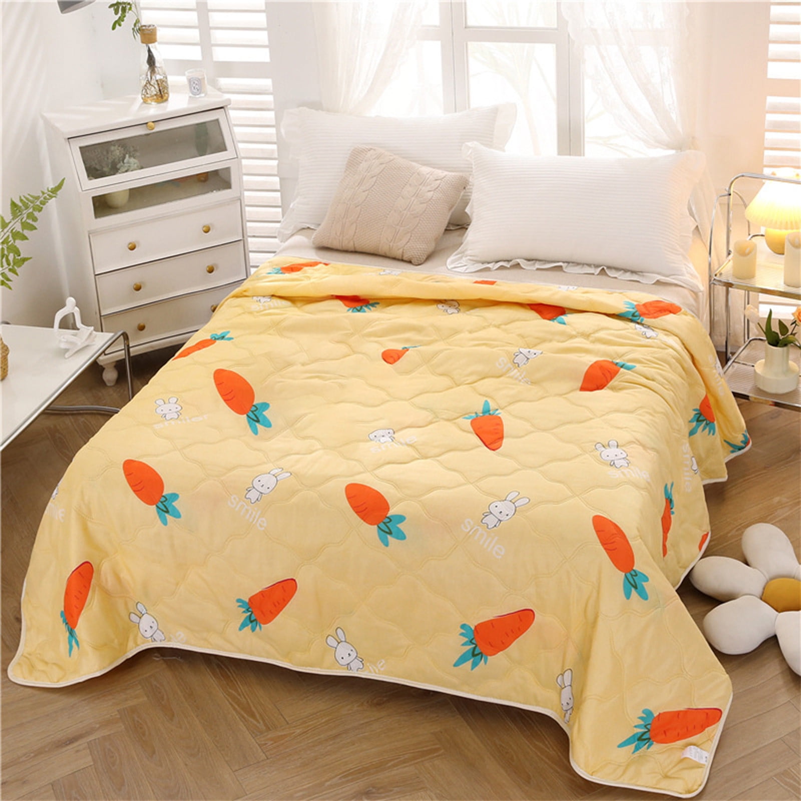 Cotton Quilt, Quilts Skin-friendly Plain Printed Washed Cotton Summer ...