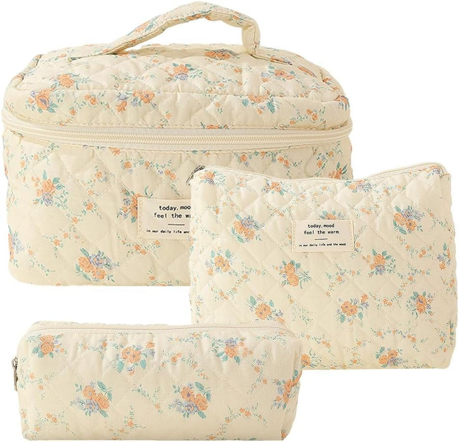 Cotton Quilted Makeup Bag Jolly House Floral Coquette Makeup Bag