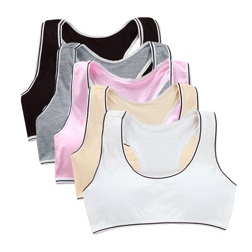Cotton Racerback Sports Bras Training Bras for Girls 7-8 Years 10 Pack ...