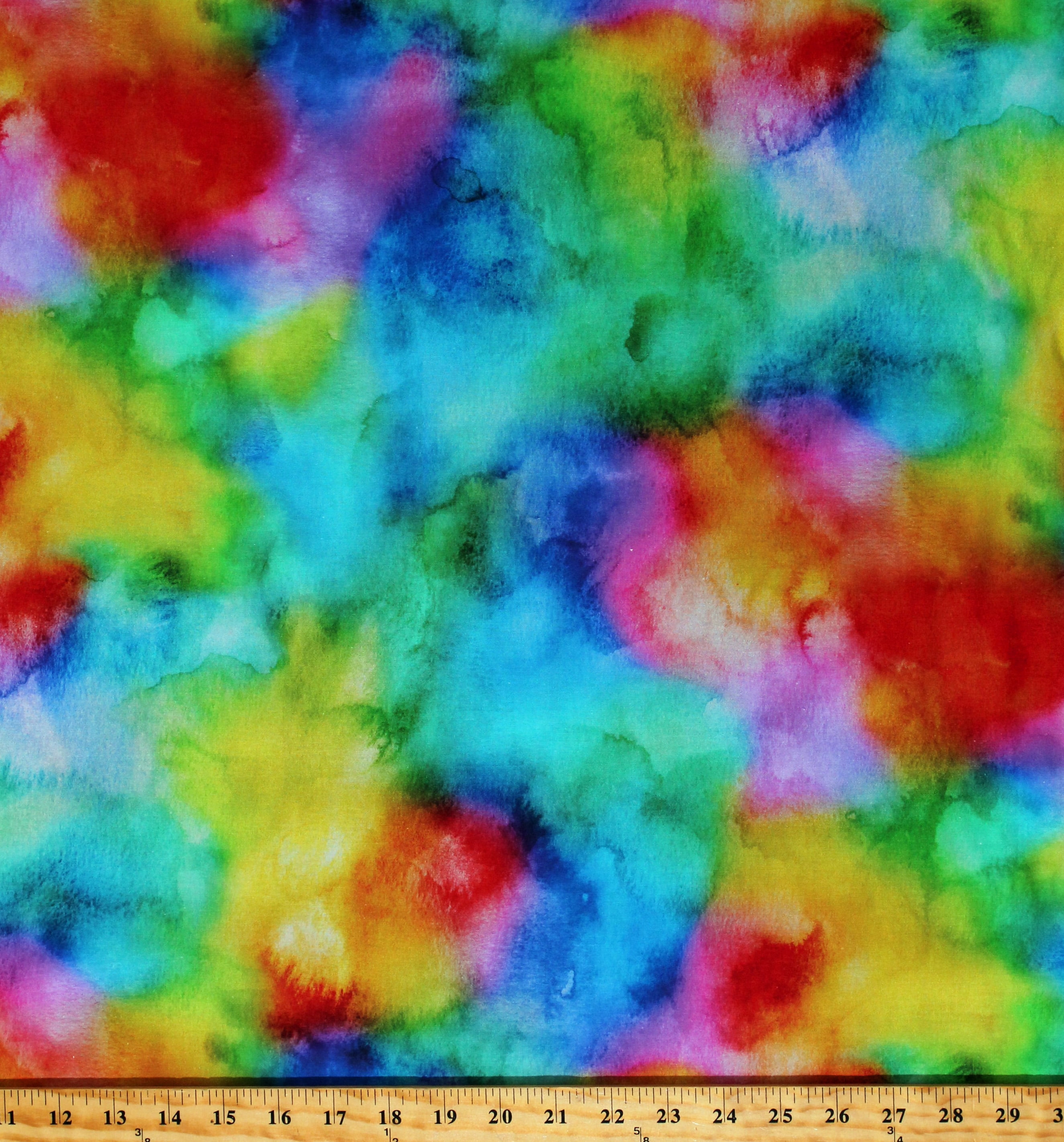 Cotton Rainbow Watercolor-Look Painted-Look Multi-Color Good Vibes ...