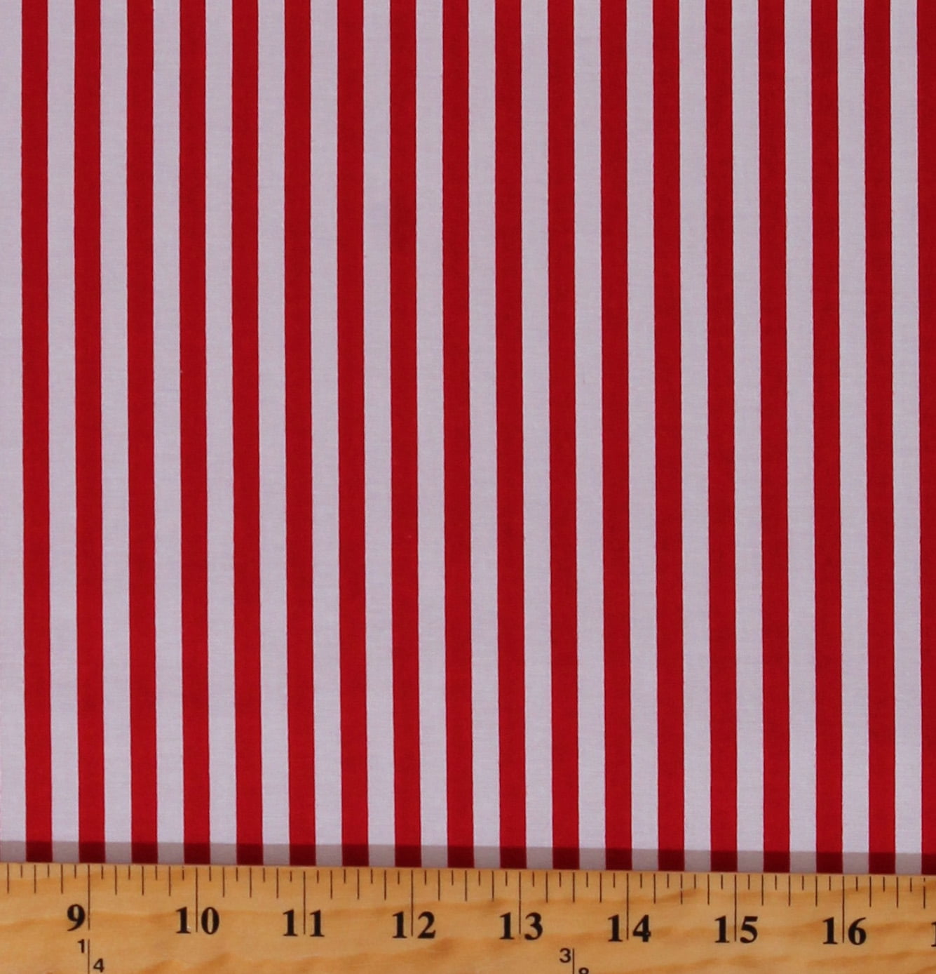 Cotton Red 1/4" Stripes Striped on White Cotton Fabric Print by the ...
