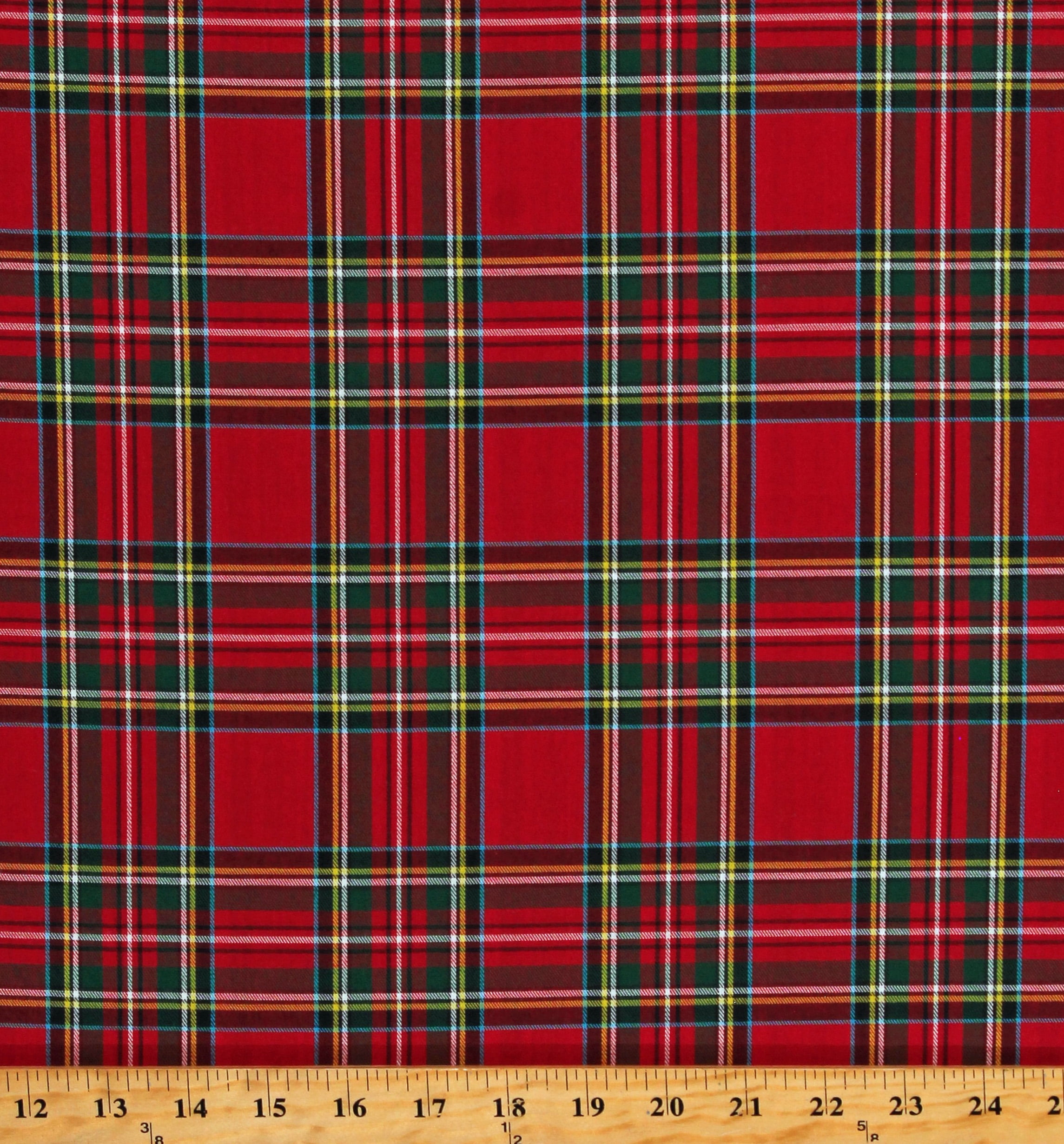 Cotton Red and Green Plaid Patterned House of Wales Plaids Cotton ...