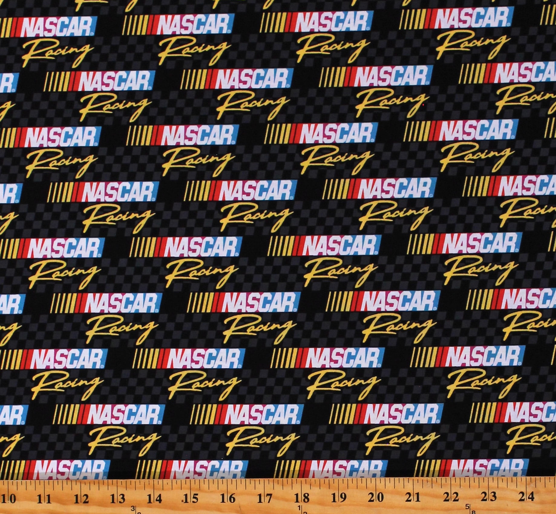 Cotton Retro Nascar Racing Logos Auto Racing Sports Black Cotton Fabric ...