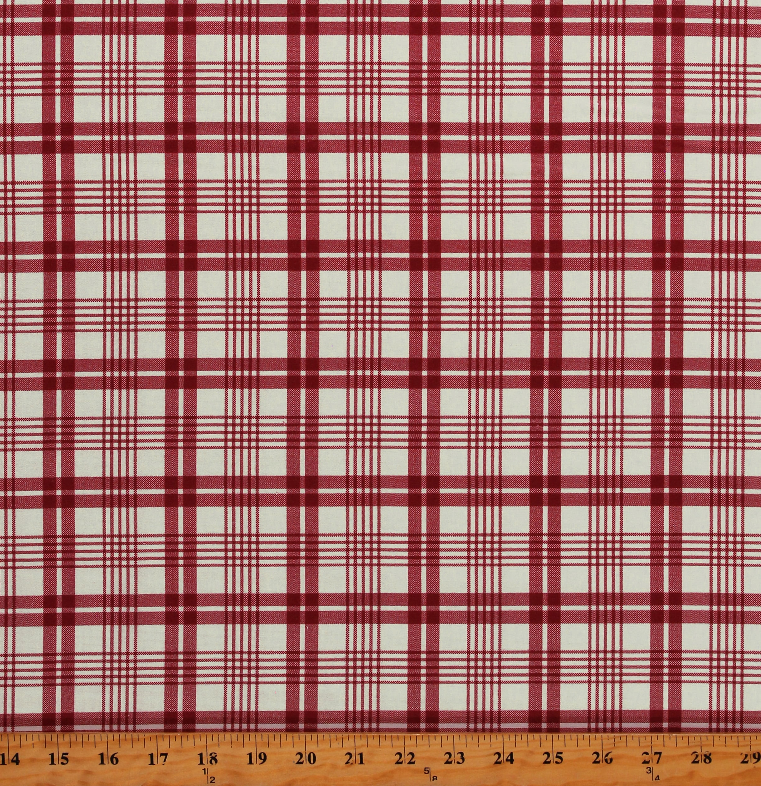 Cotton Rooster Farm House Deep Red Plaid Stripes Striped Lines ...